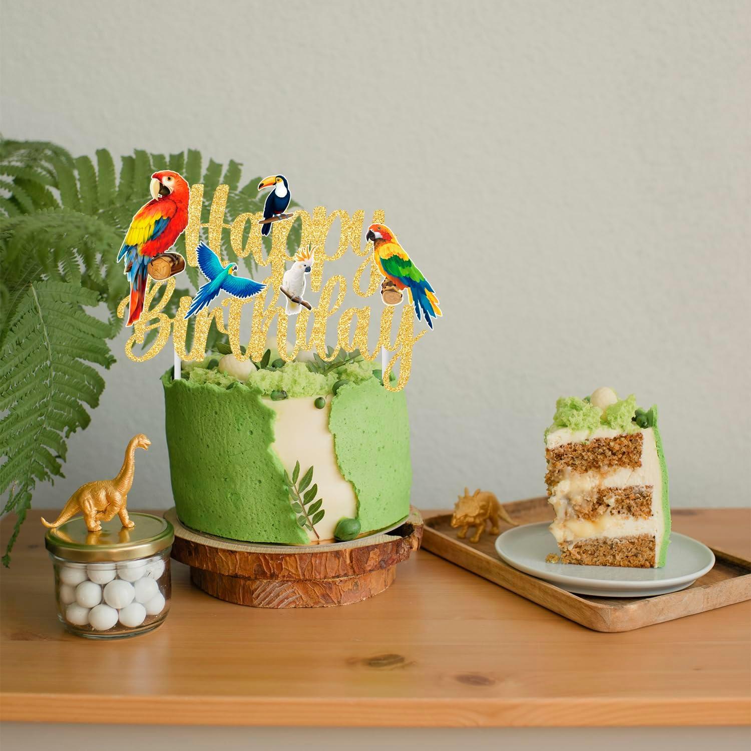 Parrot Birthday Cake Decoration Tropical Bird Birthday Cake Topper ...