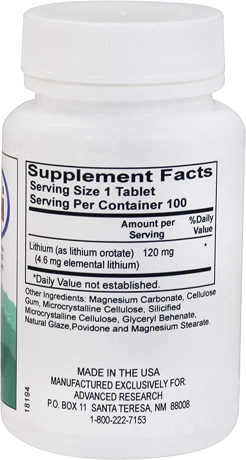 Lithium Orotate 120mg | 100 Tabs | Mood Support & Mental Wellness | Buy ...