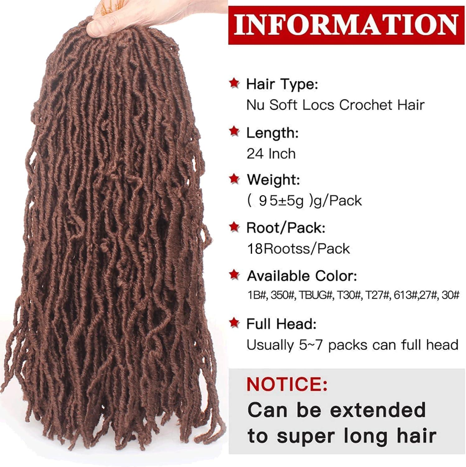 Xtrend 7Packs Nu Soft Locs Crochet Hair 24 Inch Dark Brown Natural ...
