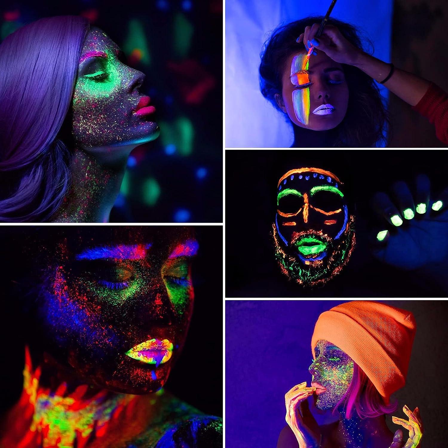 NewWay Luminous Neon Face & Body Paint - 16 Tubes, 8 Colors, Glow in ...
