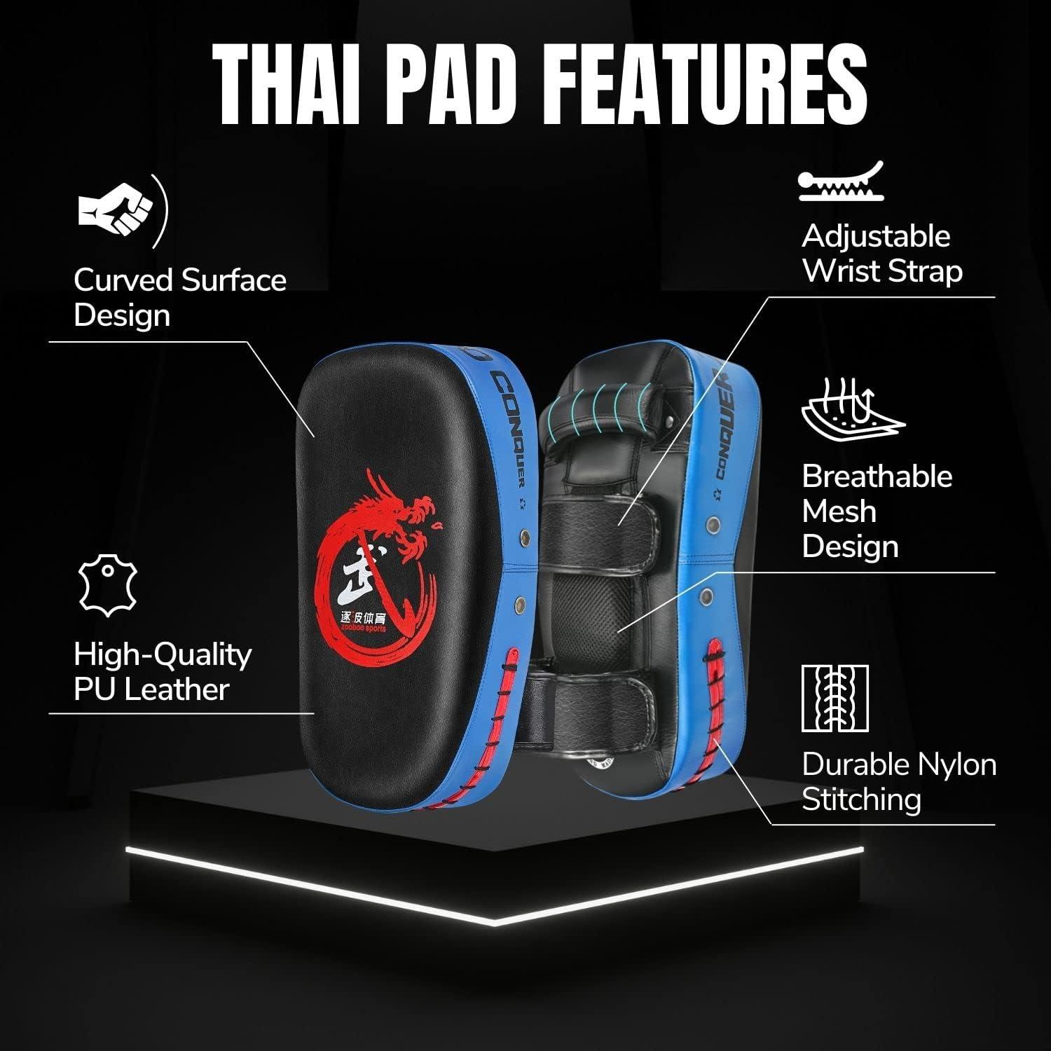 Flexzion Blue Curved Muay Thai Kick Pad for MMA, Karate, Taekwondo ...