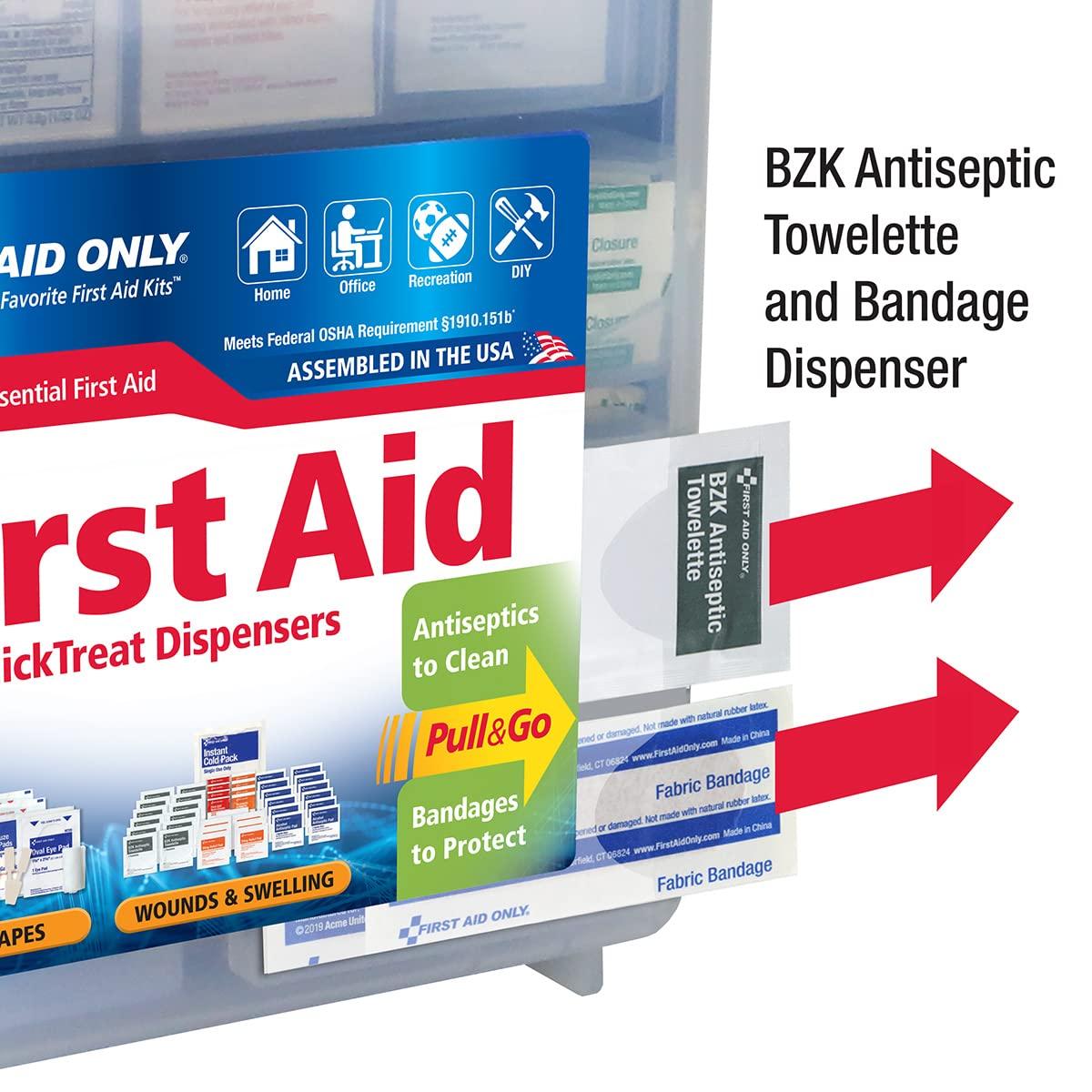 First Aid Only QuickTreat Dispenser 352 Piece First Aid Kit - Essential ...