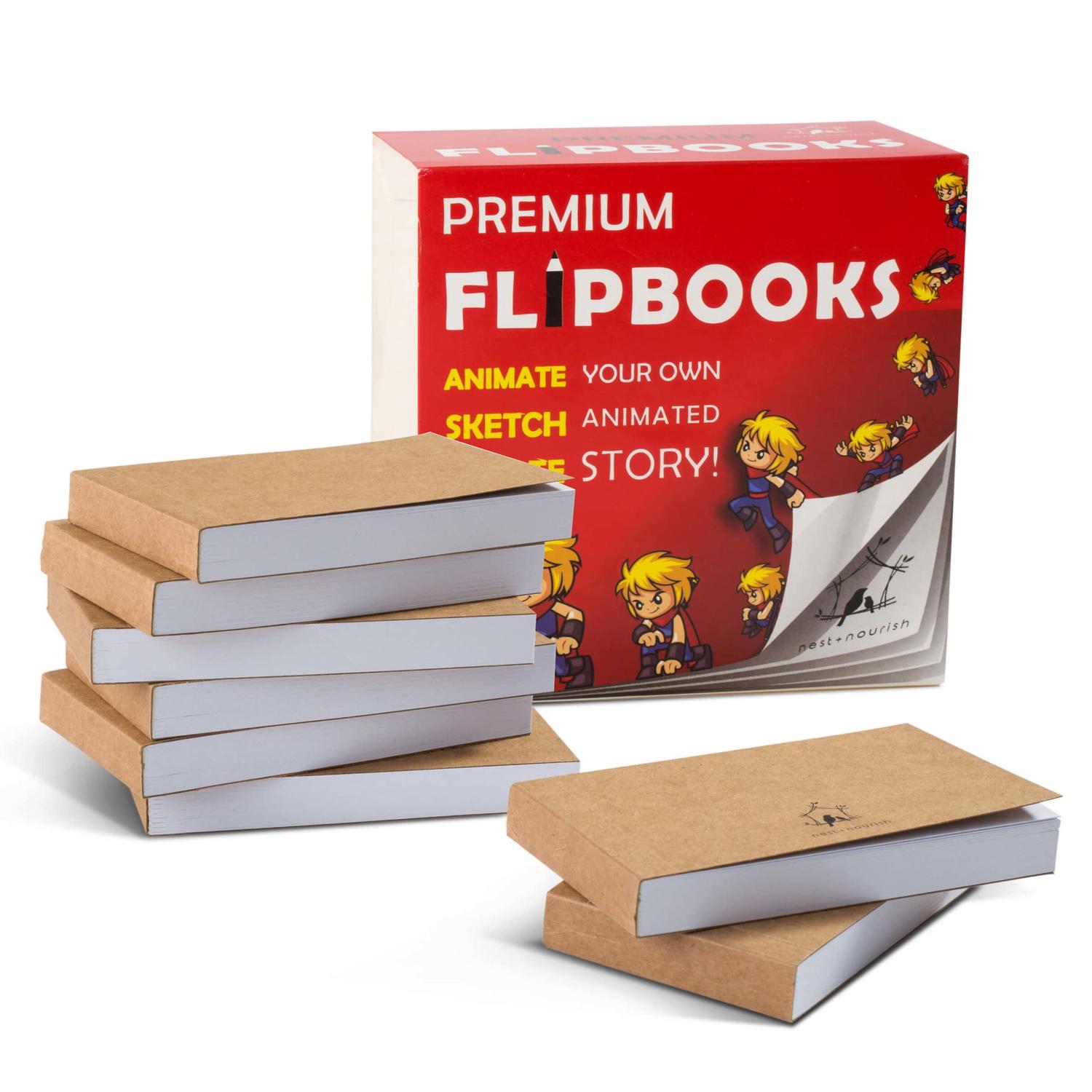 8 Pack Blank Flipbooks for Kids & Adults - No Bleed Flip Book Kit - 180 ...