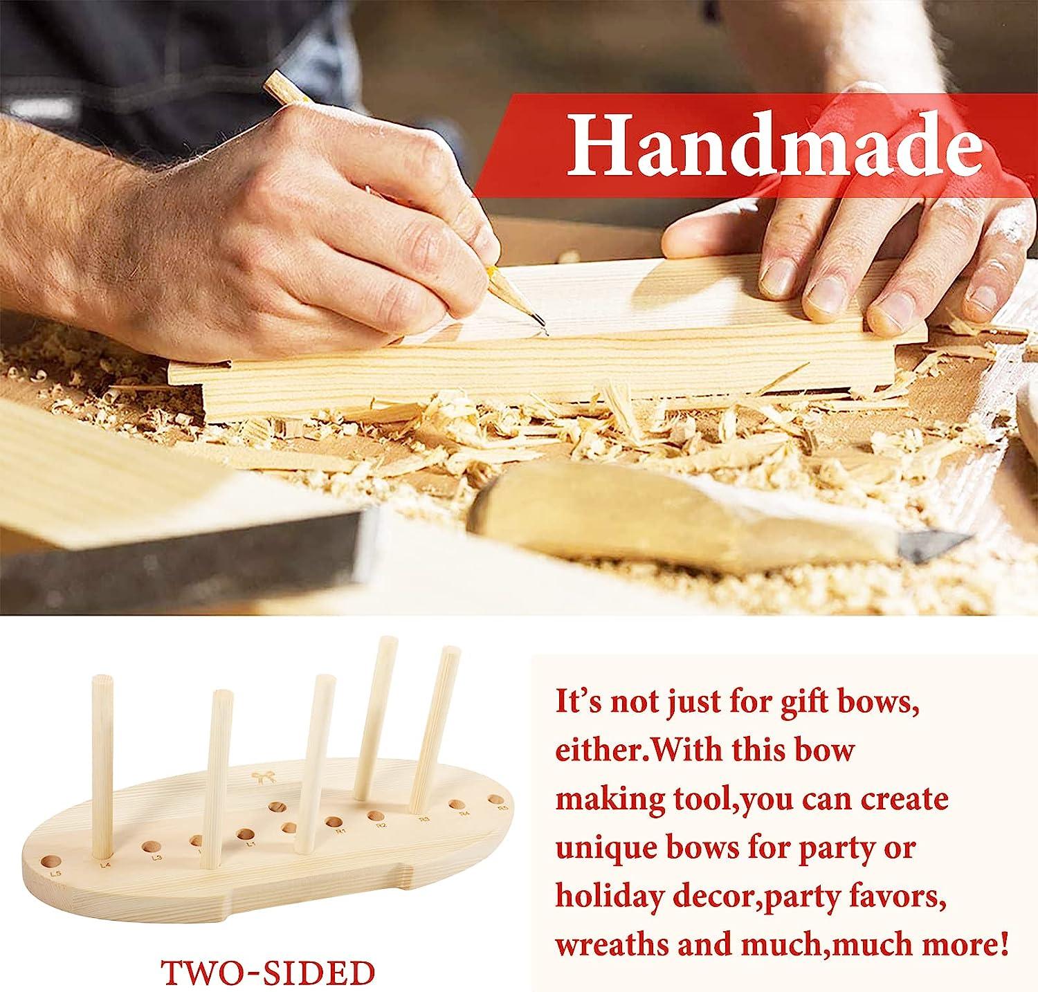 Wooden Bow Maker Tool for Holiday Wreaths & Crafts - Double-Sided ...