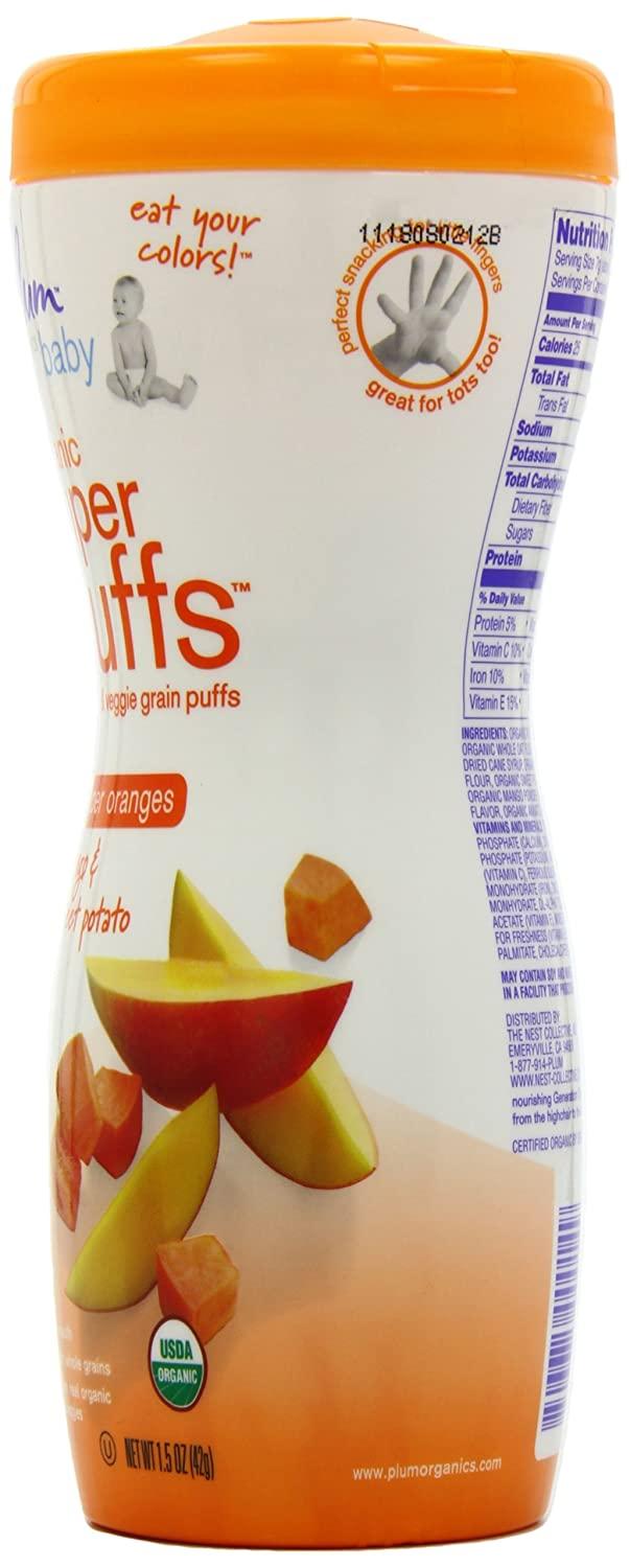 Plum Organics Super Puffs - Organic Veggie Fruit & Grain Snacks, Mango ...