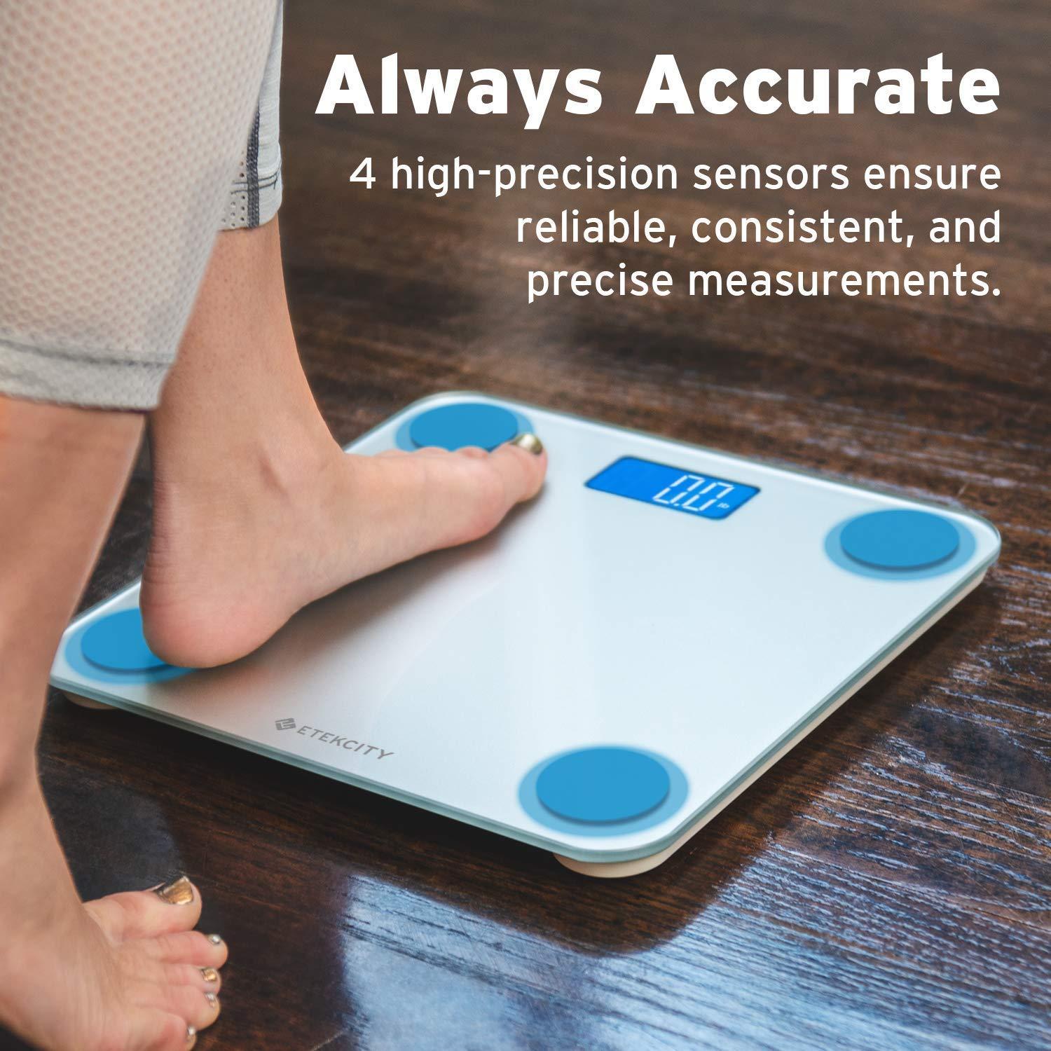 Etekcity Bathroom Body Weight Scale Round Corner Platform Digital Scale ...