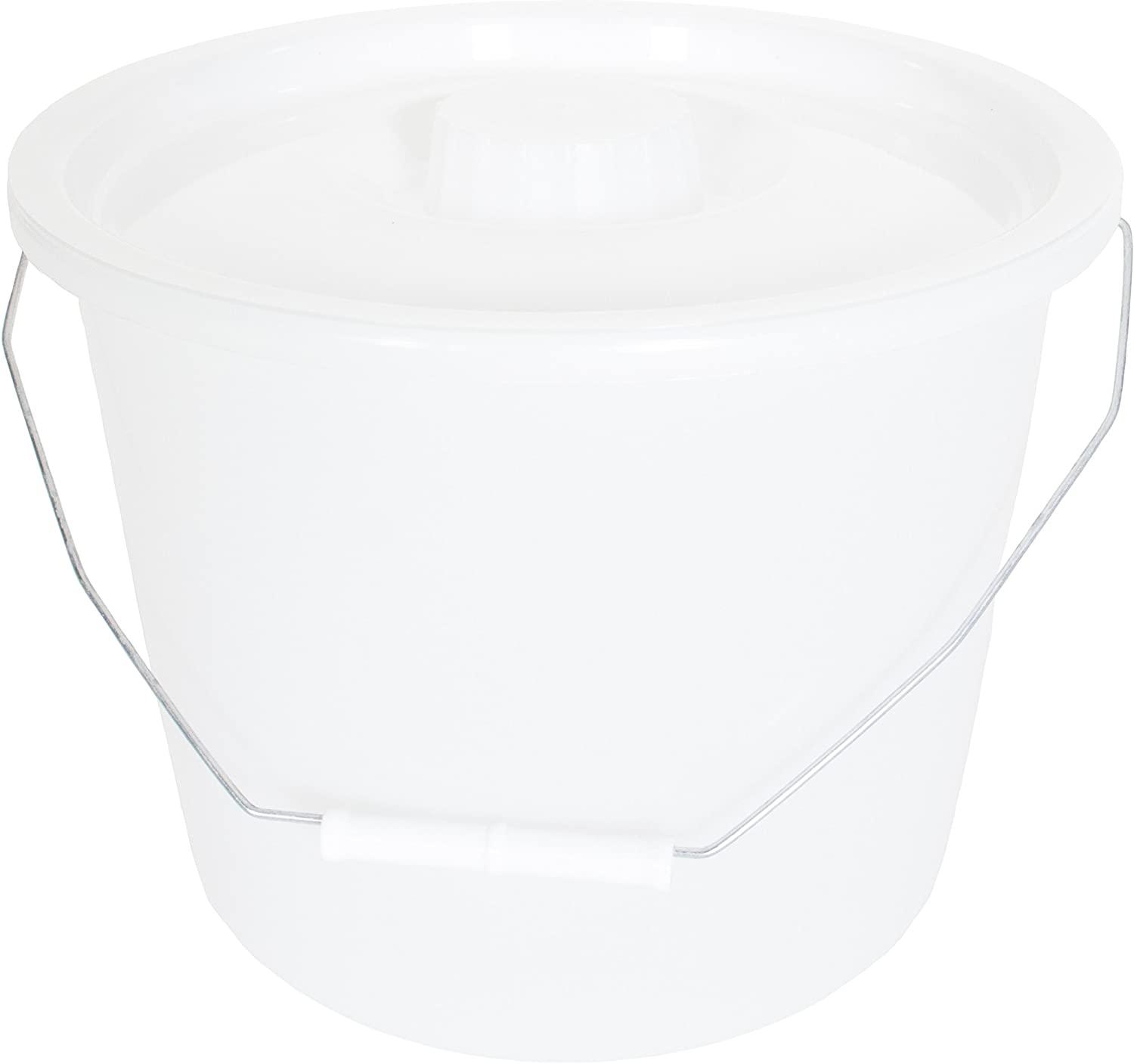 PCP Commode Bucket with Lid and Handle - White 2.5 Gallon Capacity ...