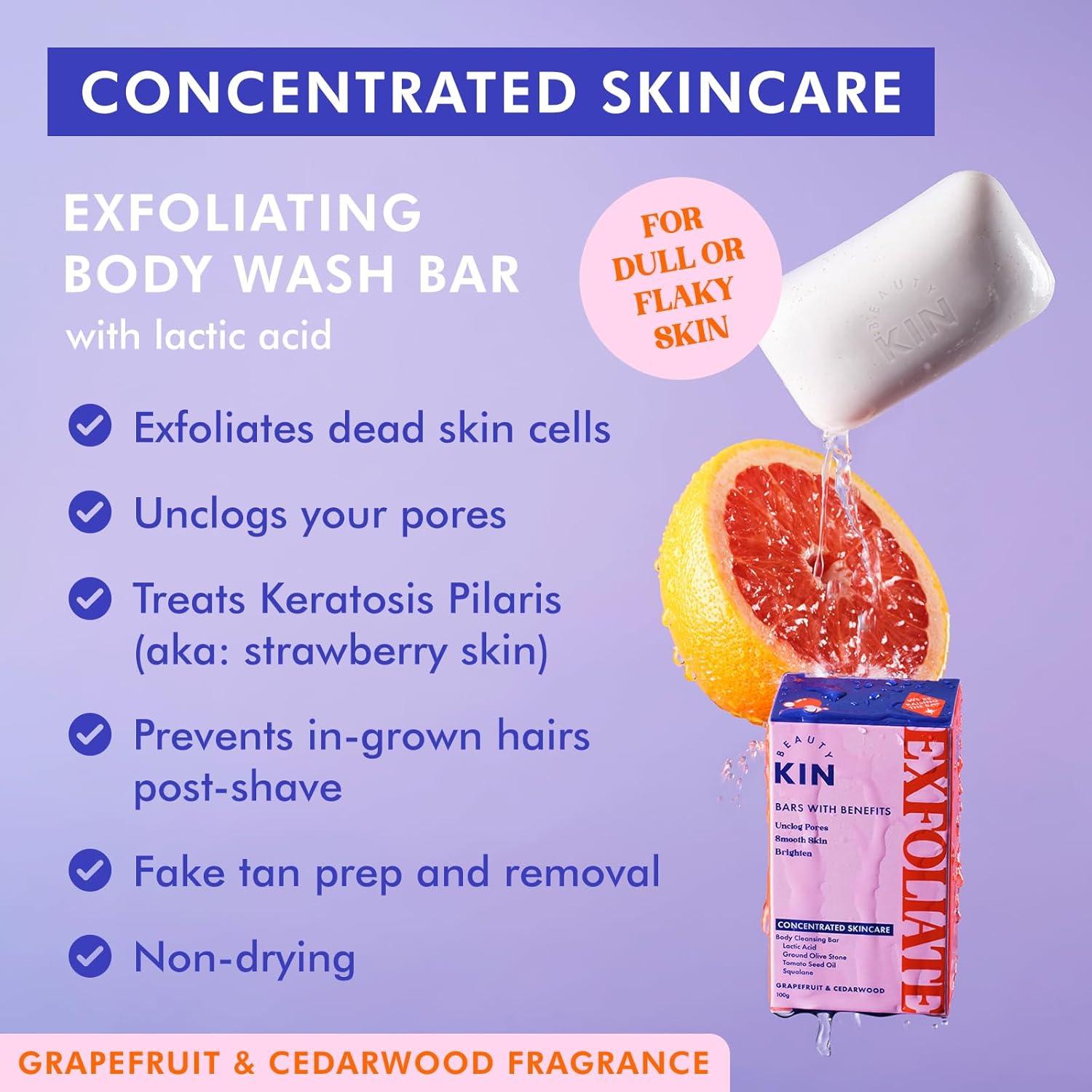 Beauty Kin Body Peeling Bar - Lactic Acid & Olive Core Soap for Clogged ...