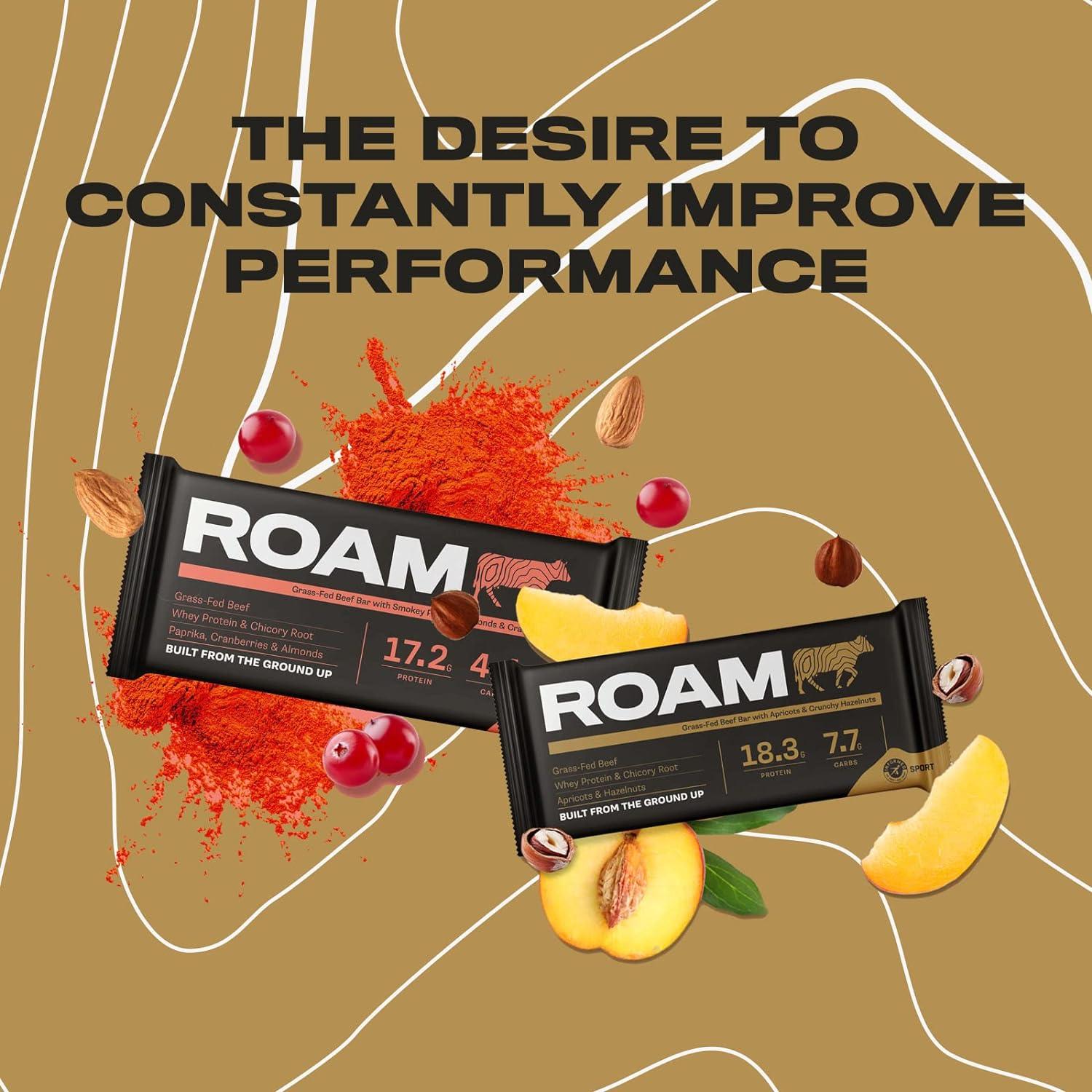 ROAM Natural Protein Bars: High Protein, Low Carb Meal Replacement, 6 ...