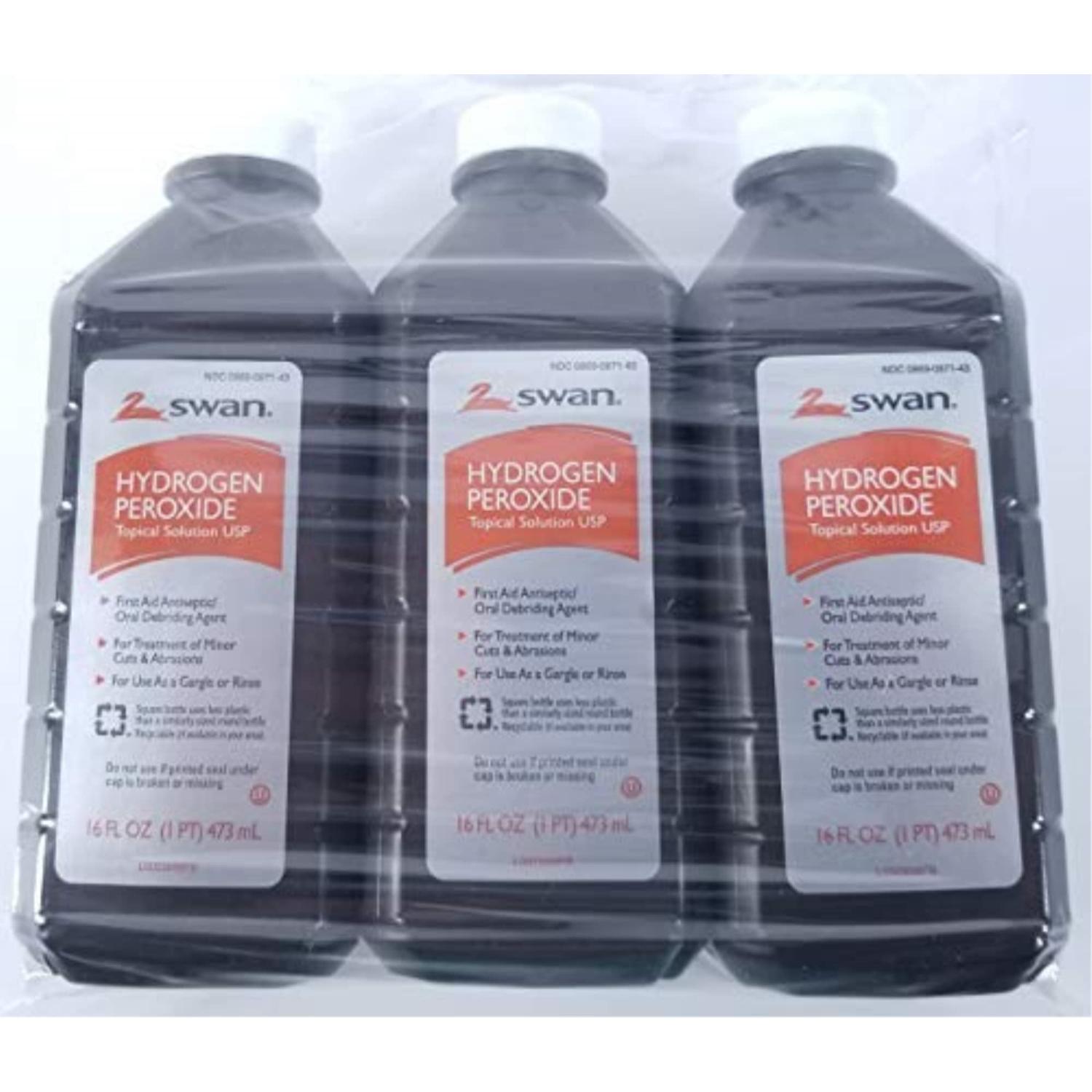 Hydrogen Peroxide Topical Solution USP 3%, 16 Ounce Bottles (3 Pack)