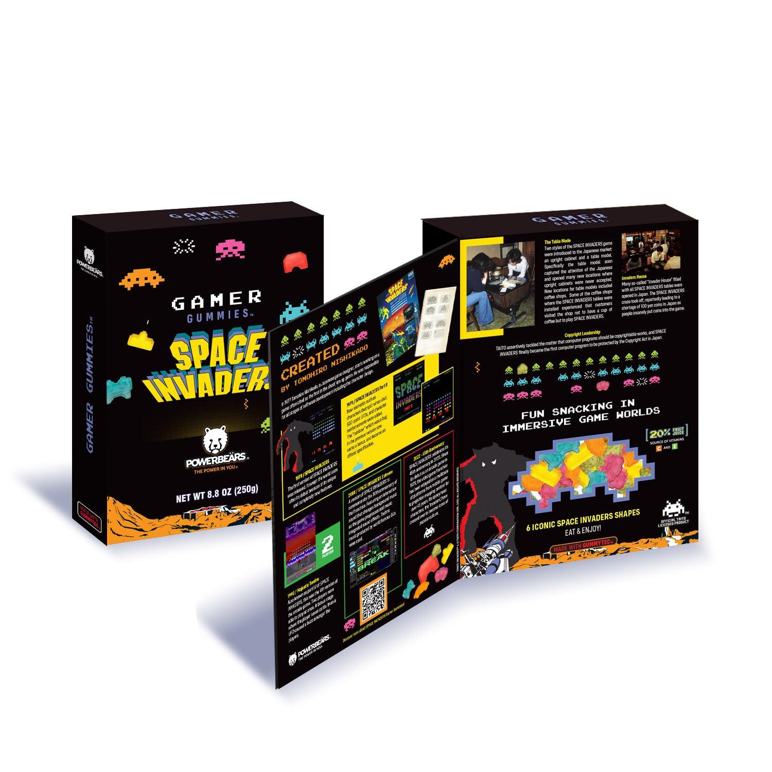 Powerbears Space Invaders Gummy Bear Gift Box - 20% Fruit Juice Vitamins 6 Fruity Flavors (250g ...