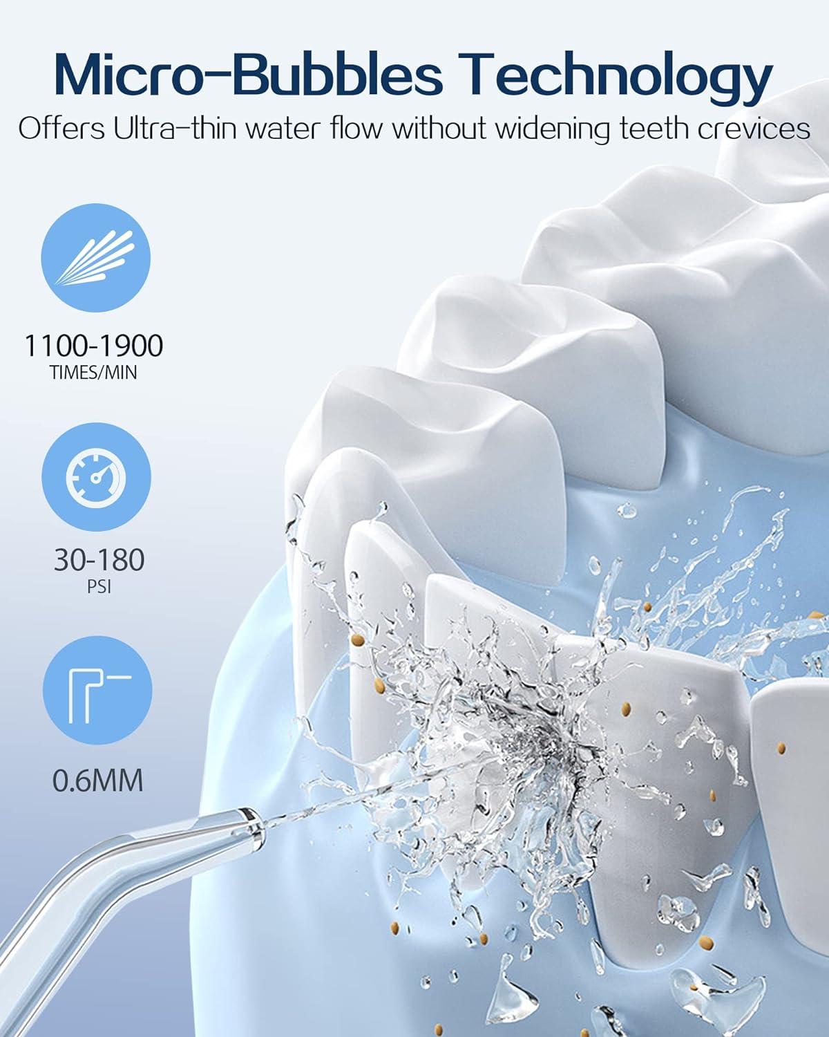 Cordless Water Flosser with 6 Modes OLED Display - IPX8 Waterproof ...