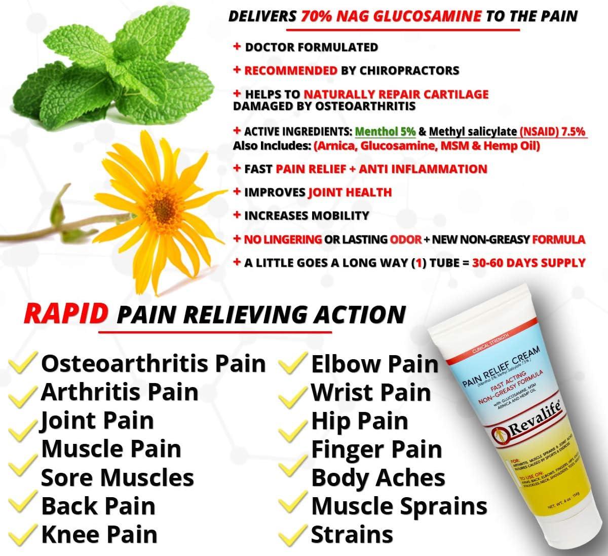 Revalife Glucosamine Cream - Fast Relief for Arthritis, Joint Pain ...