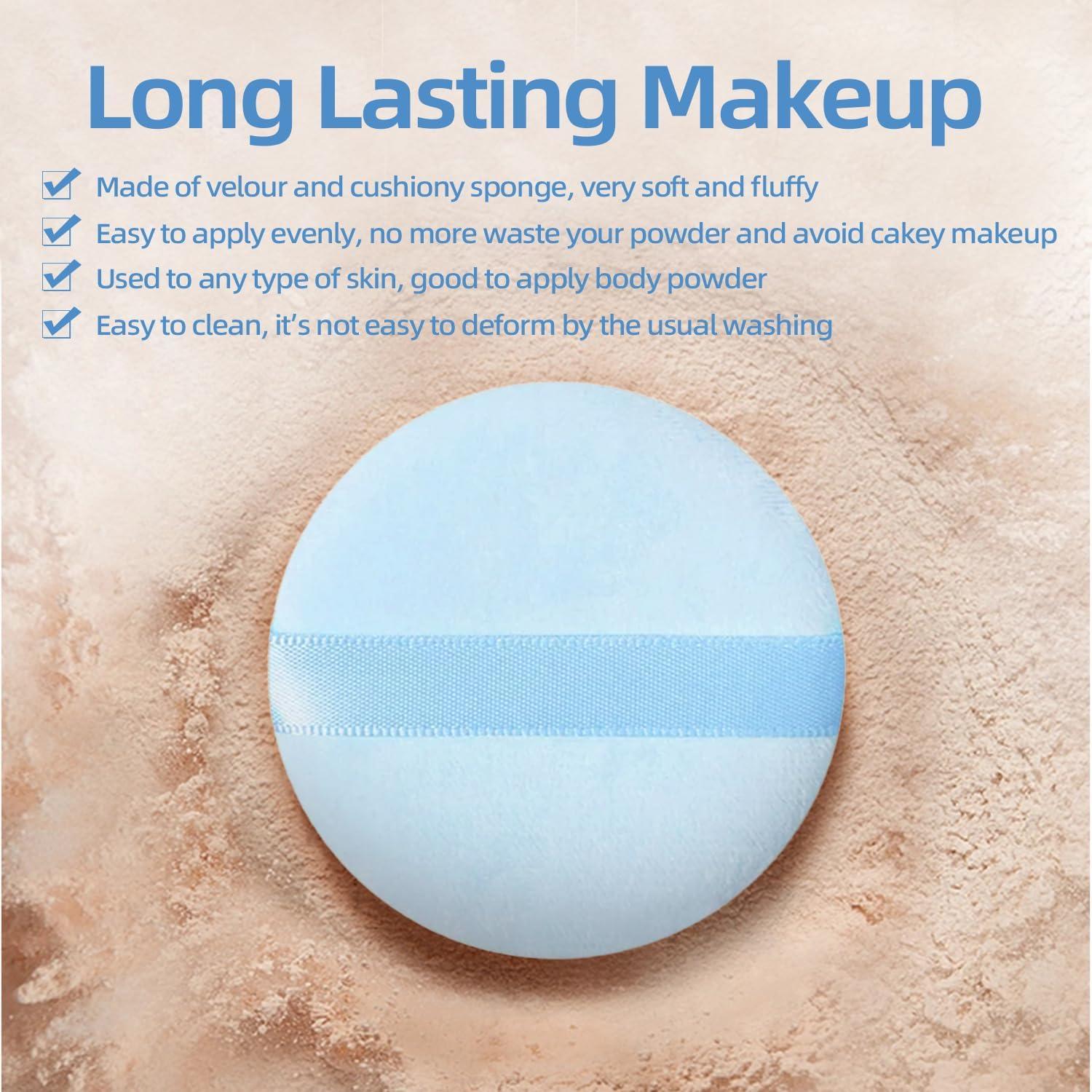 6-Piece Soft Round Powder Puffs Set for Makeup Foundation - Blue | Buy ...
