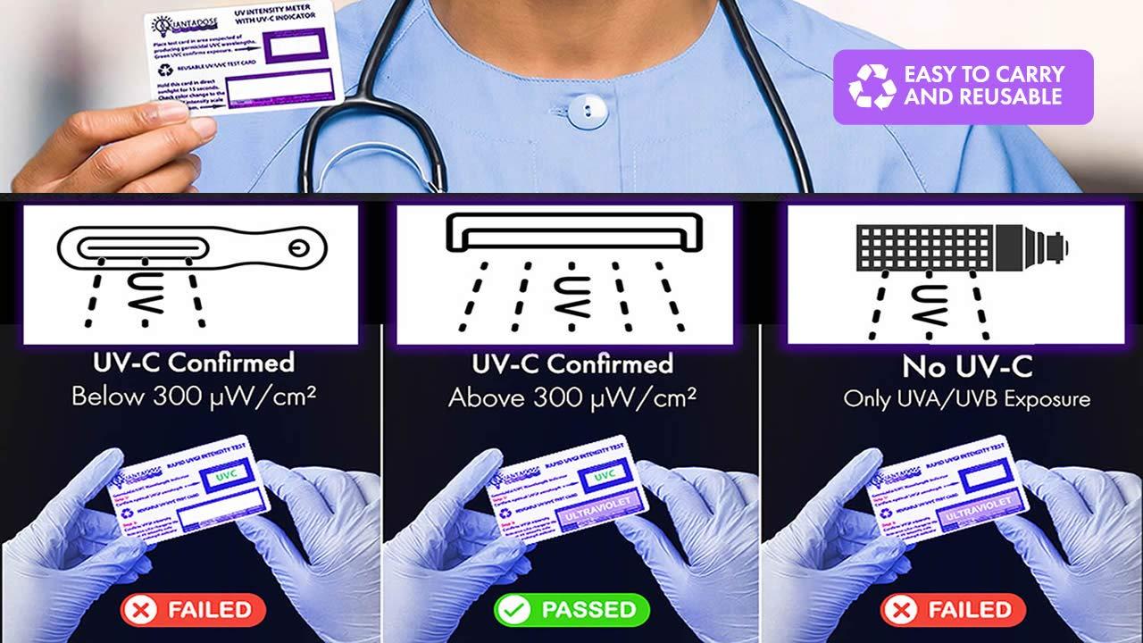 QuantaDose 2nd Gen Reusable UVC Light Test Card - UV Intensity Strip ...