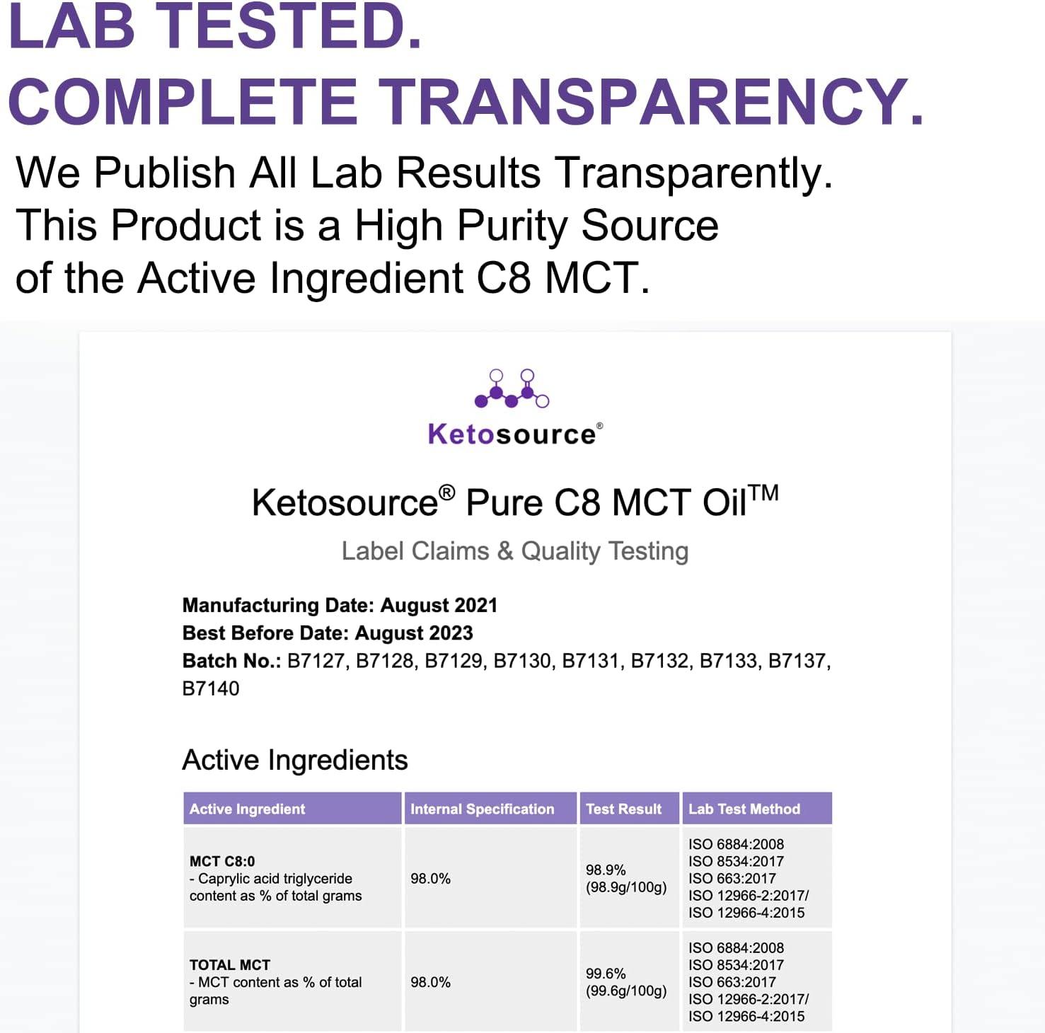 Pure C8 MCT Oil 1000ml | Boost Ketones 4X | Supports Keto & Fasting | 99%+ Purity | Coconut ...