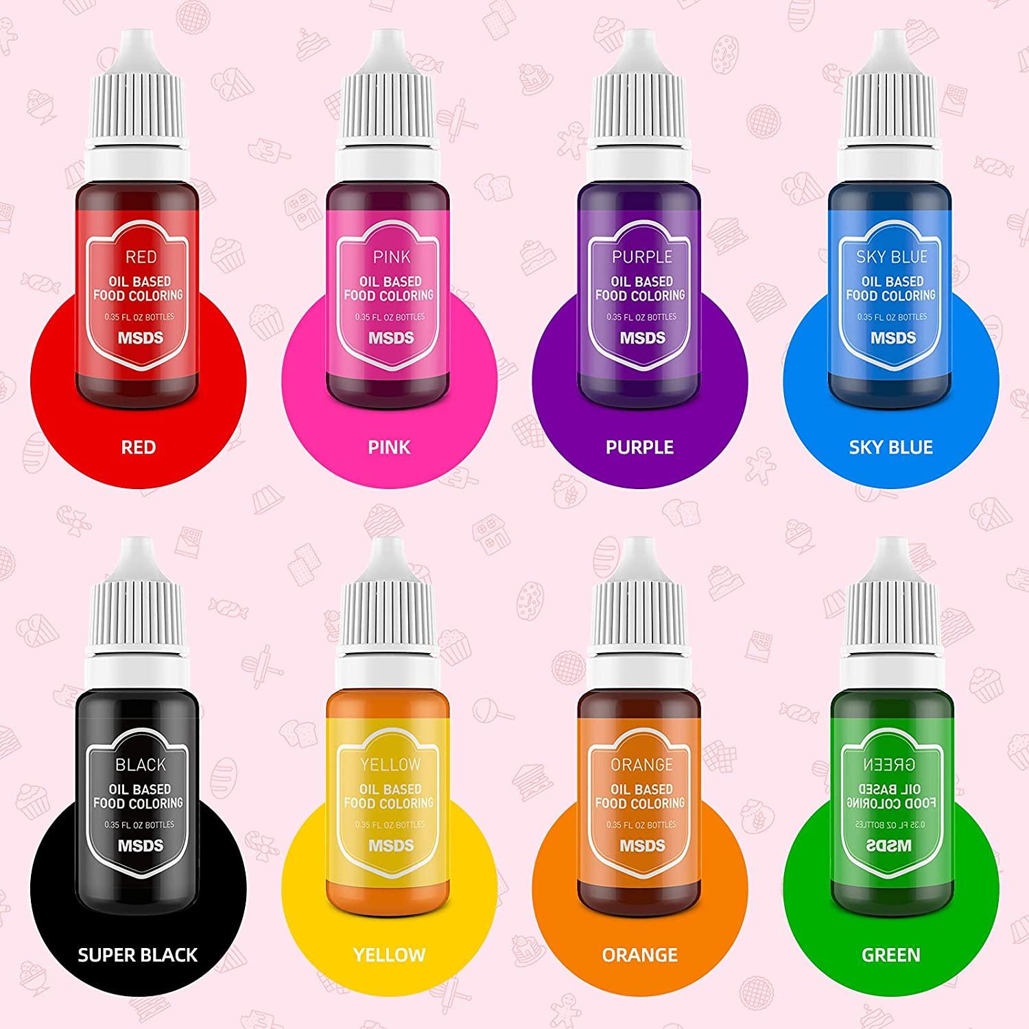 DaCool Upgraded Oil-Based Food Dye Coloring - .35 Fl.Oz Bottles for ...