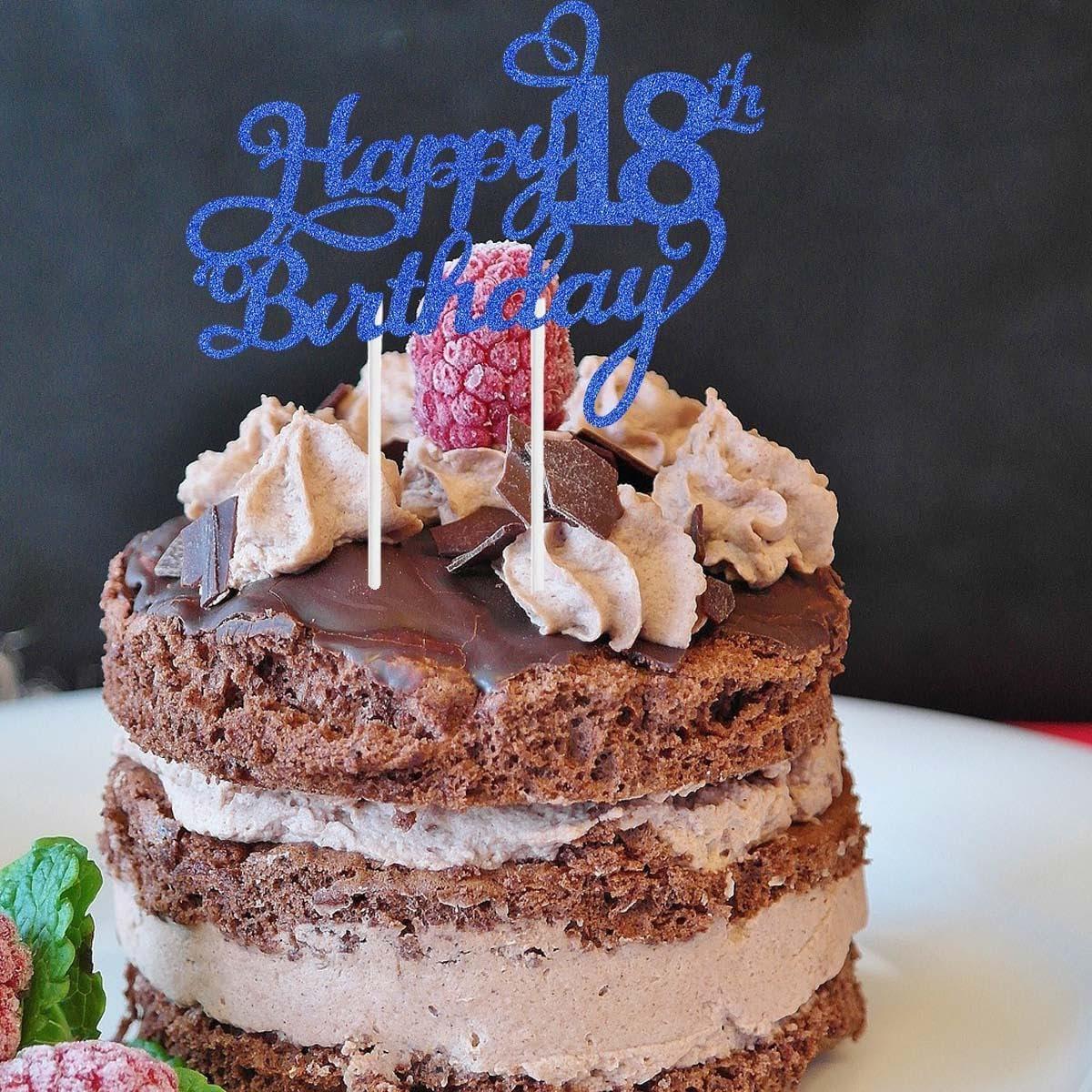 Cake Decoration 18th Birthday Navy Blue Girl Boy 18 Years Birthday Cake ...