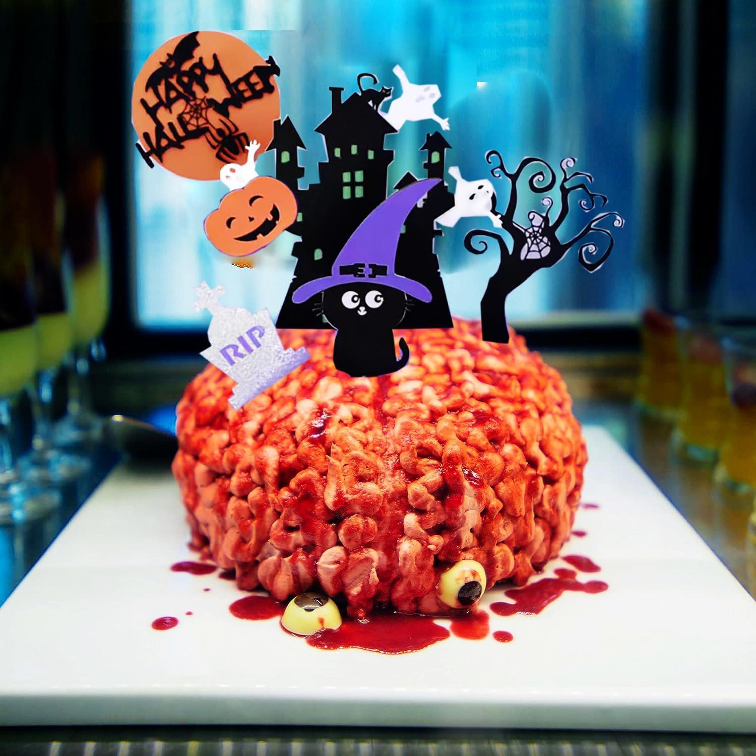6Pcs Halloween Birthday Cake Topper Halloween Cupcake Topper Haunted ...