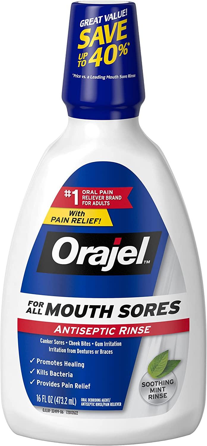 Orajel Antiseptic Mouth Sore Rinse 16 oz - Pack of 3 | Soothing Relief ...