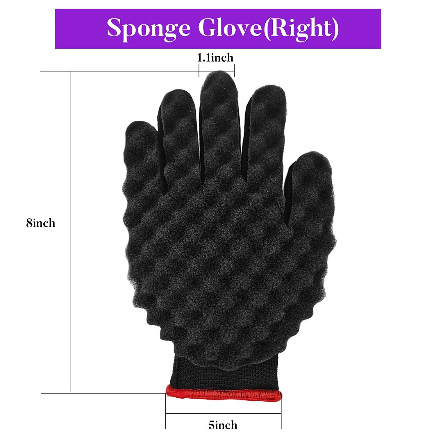 4-Pack Hair Sponge Set with Metal Hair Pick & Curl Sponge Glove - For ...