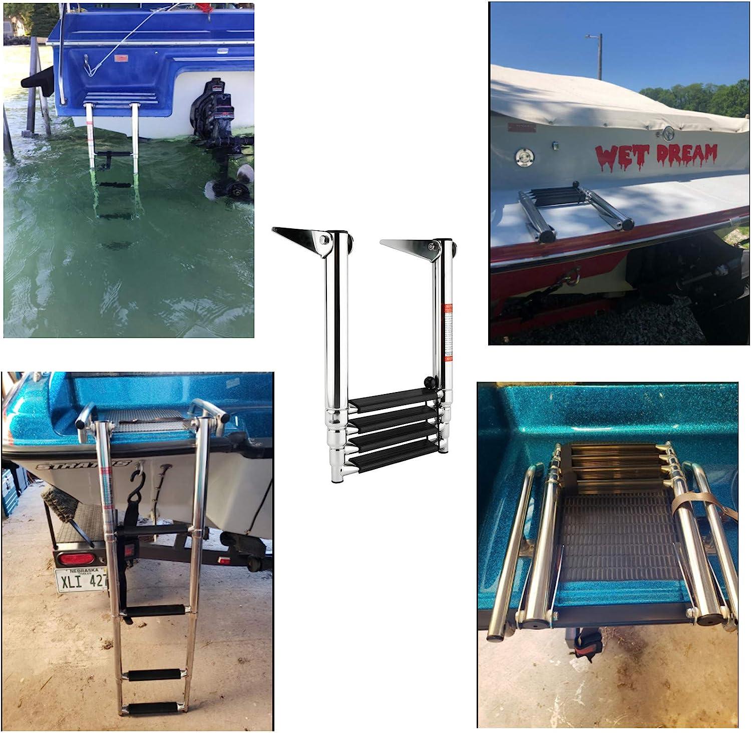 Amarine Made 4 Step Stainless Steel Telescoping Boat Ladder | Swim Step ...
