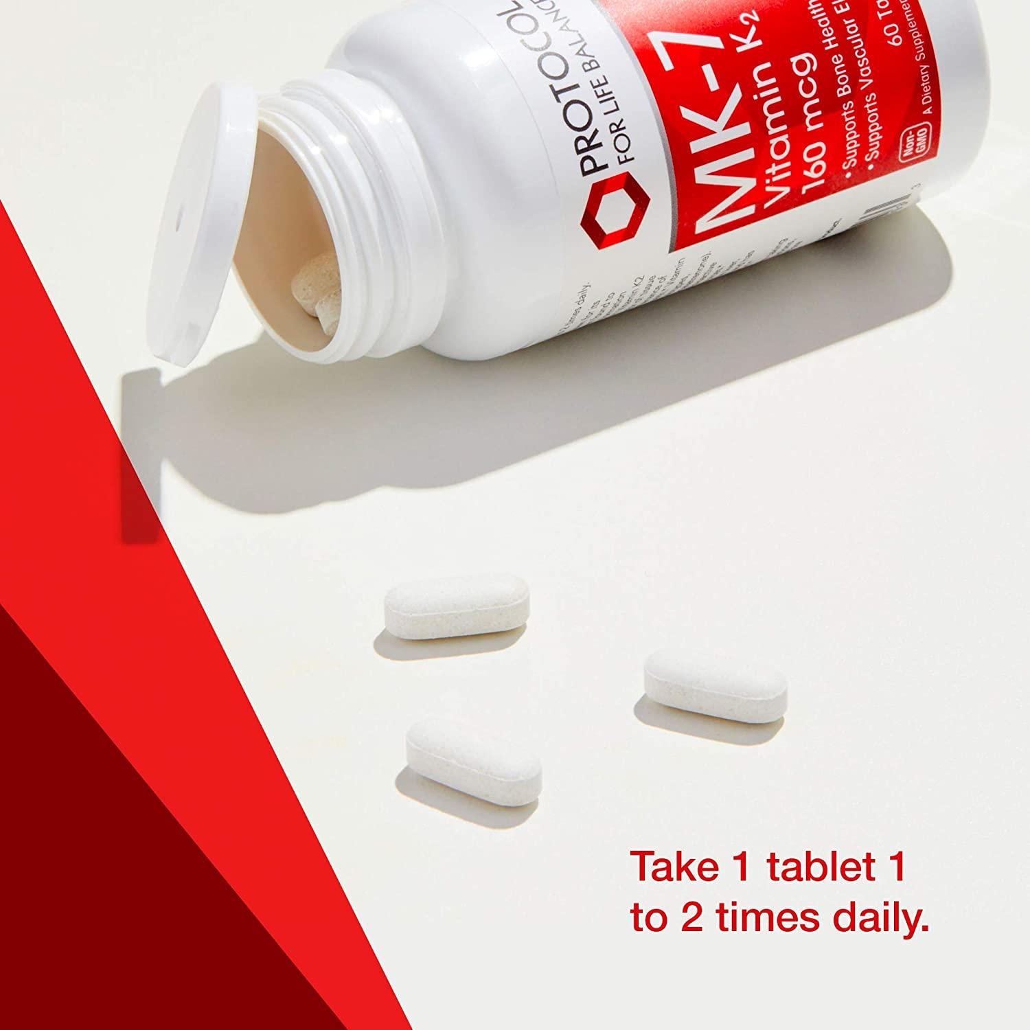 Protocol for Life Balance MK-7 Vitamin K2 160 mcg - 60 Tablets ...