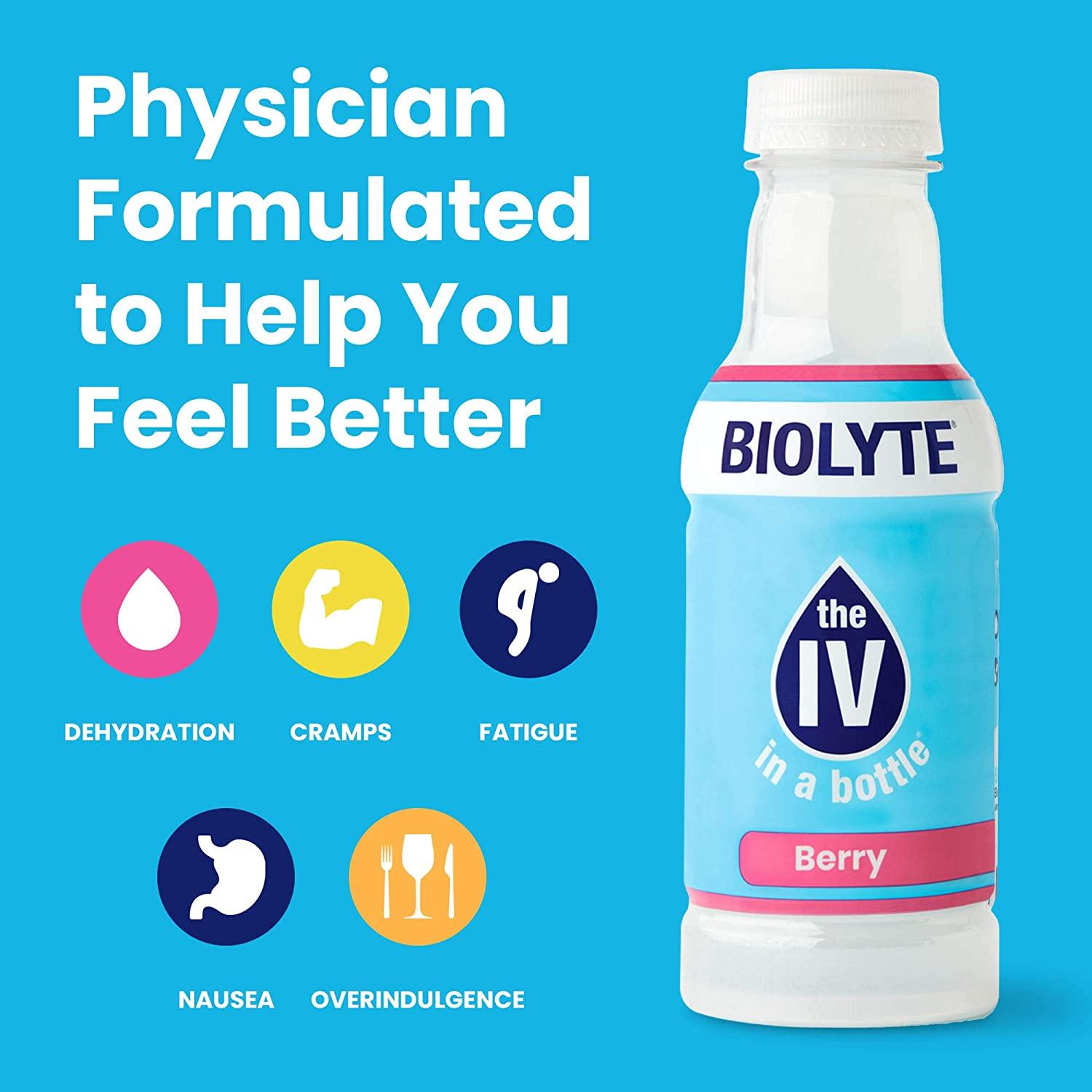 BIOLYTE Electrolyte Drink Berry 12-Pack - IV Liquid for Dehydration ...