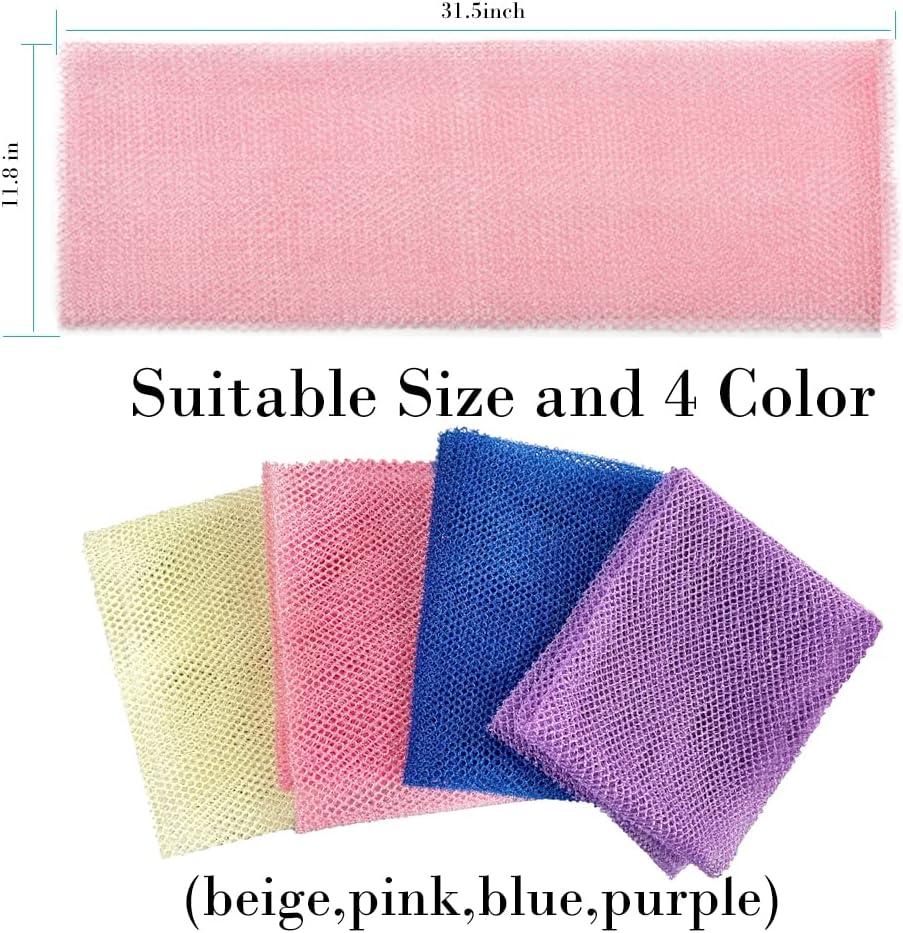 4 Pack Bath Sponge Net Body Scrubber Set - African Exfoliating Shower ...
