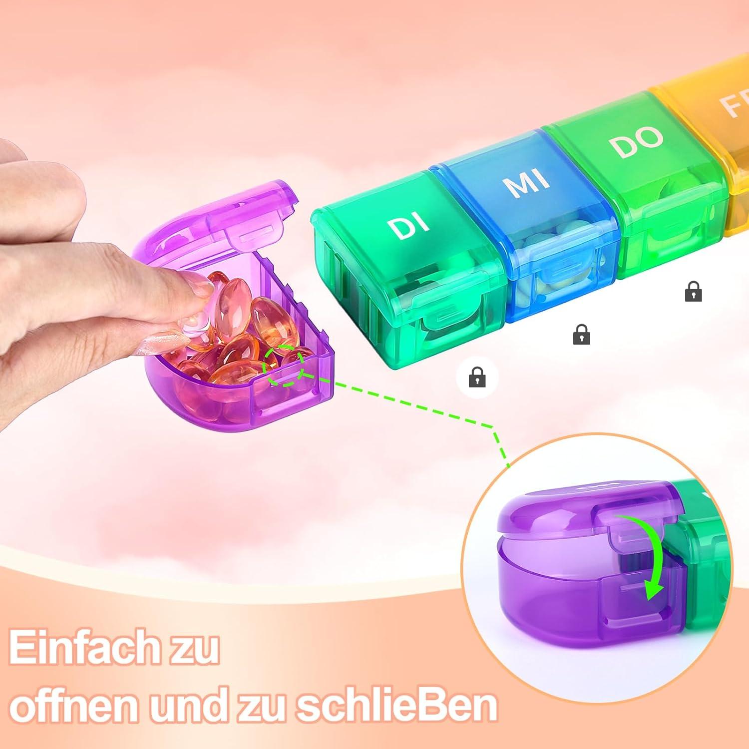 Rainbow 7-Day Tablet Box | Pill Organizer with 7 Divisible Compartments ...