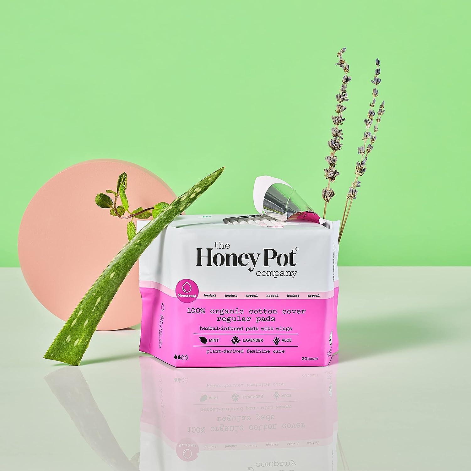 Honey Pot Company Organic Regular Flow Pads with Wings - Herbal Infused ...
