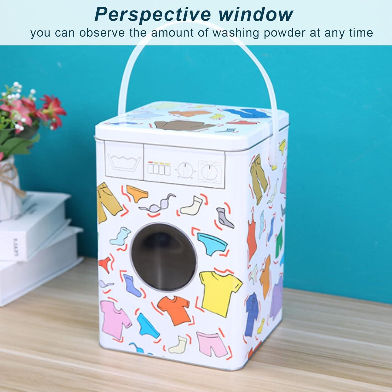 Laundry Tin Container with Lid Washing Machine Appearance Powder ...