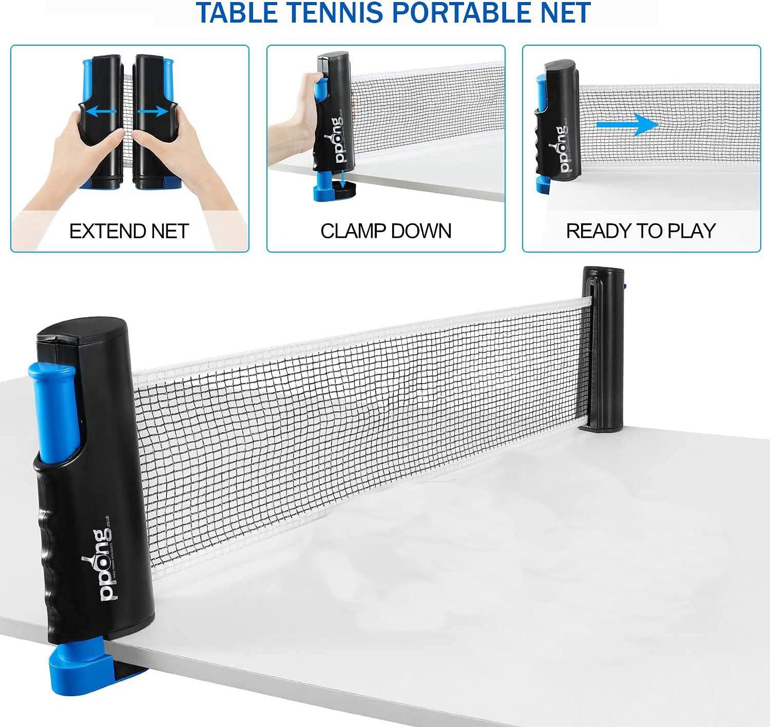 PPong Retractable Table Tennis Net - Portable & Adjustable for Any Table
