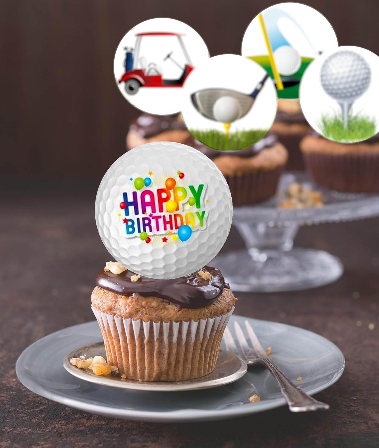 24 x Pre-Cut Golf 3 Edible Stand up Wafer Paper Cupcake Toppers Cake ...