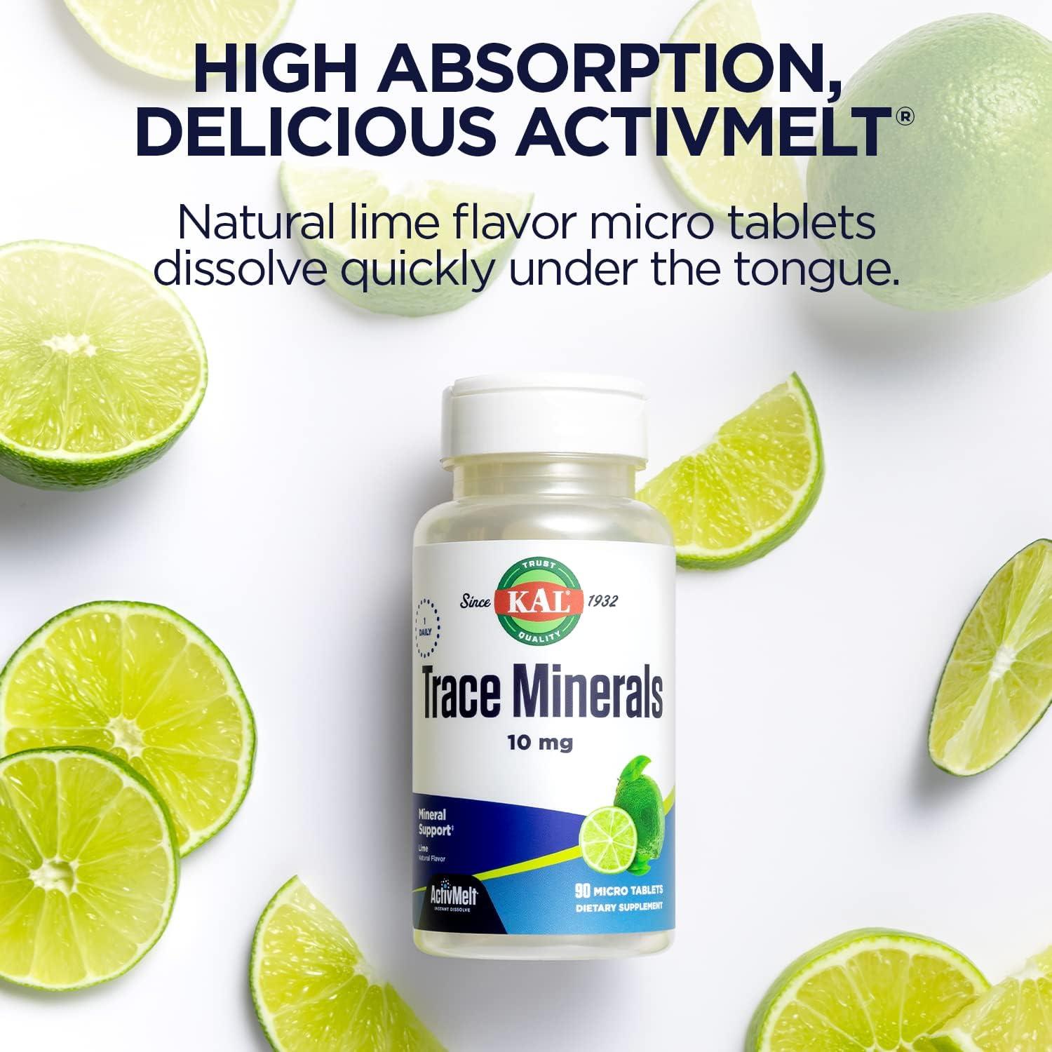 KAL Trace Minerals 10mg ActivMelt Tablets - Natural Lime Flavor - 90 ...