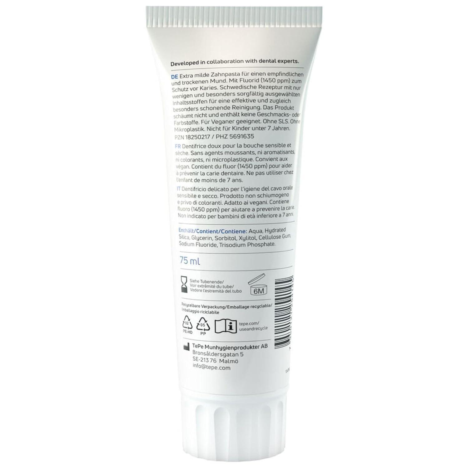 Tepe Pure Toothpaste 75ml | Gentle Fluoride Toothpaste for Sensitive ...