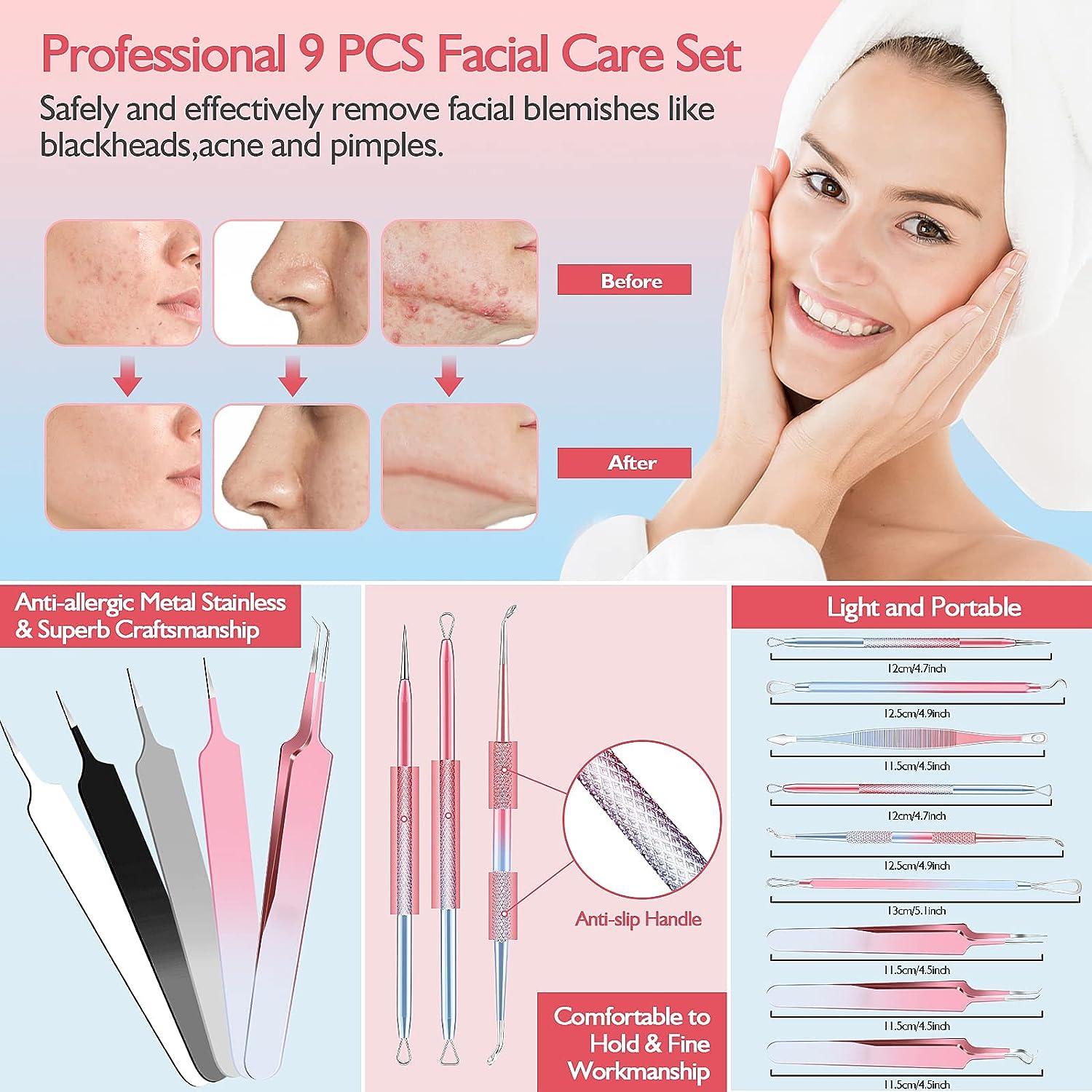 Kresecioo 9 PCS Blackhead Remover Tools Kit for Nose & Face ...