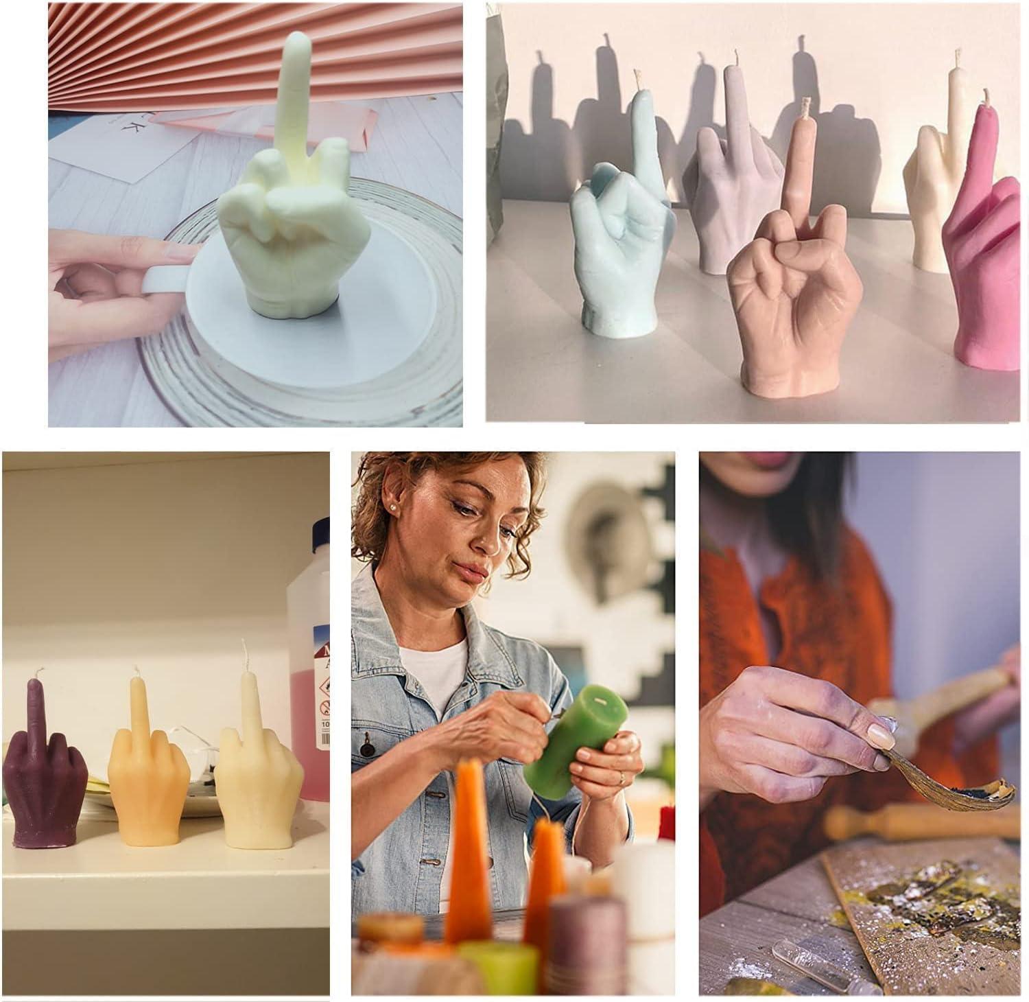 TOPYS 3D Hand Silicone Mold - Middle Finger Gesture Candle & Resin ...