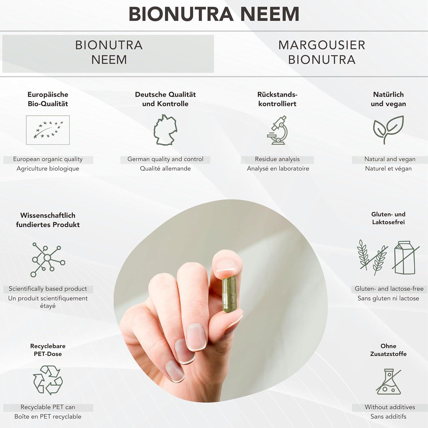 BIONUTRA Organic Neem Capsules - German Quality Pure & Natural Ideal for Immune Support | Buy ...