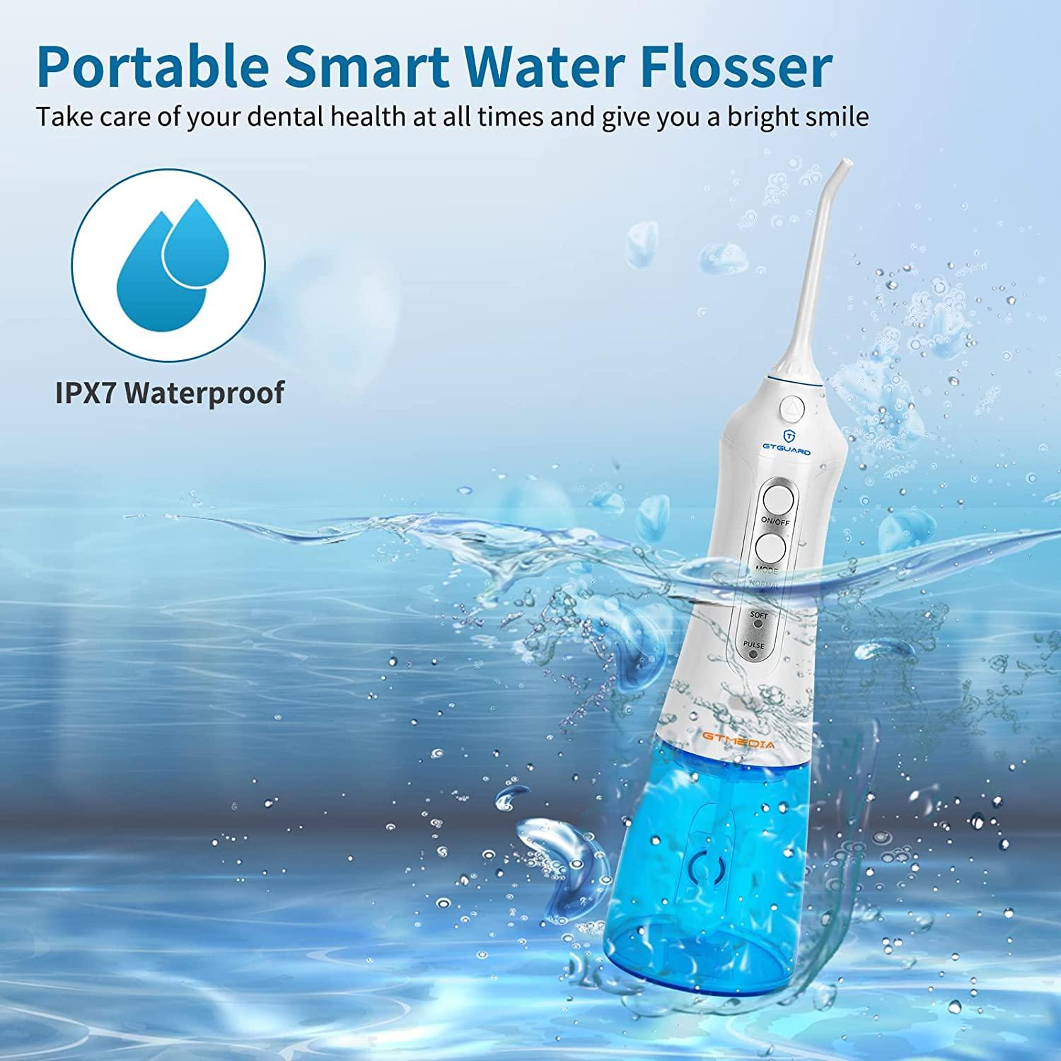 Cordless Water Flosser - Portable, Rechargeable, IPX7 Waterproof - 3 ...