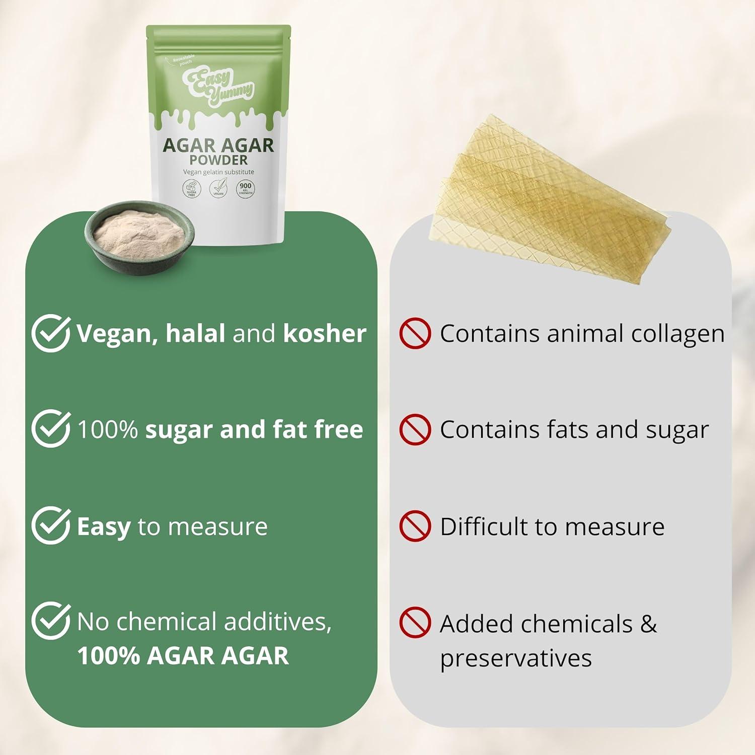 Easy Yummy Agar Agar Powder (100g) - 100% Halal Vegan Gelatin for ...