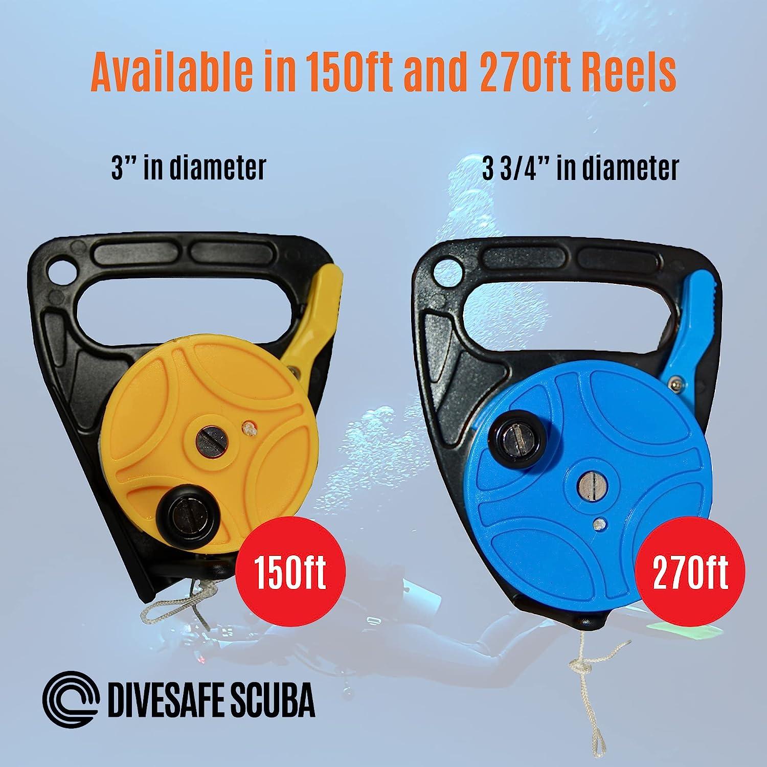 DiveSafe 270ft Scuba Diving Reel with Thumb Stopper and High Visibility ...