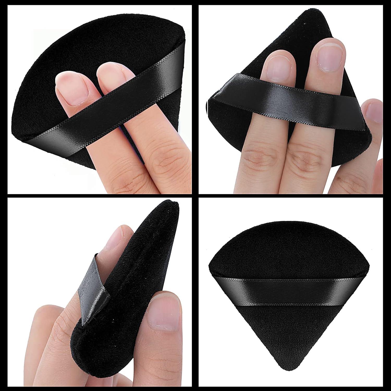 Velour Triangle Powder Puff Set with Mini Finger Makeup Sponges - 4 ...