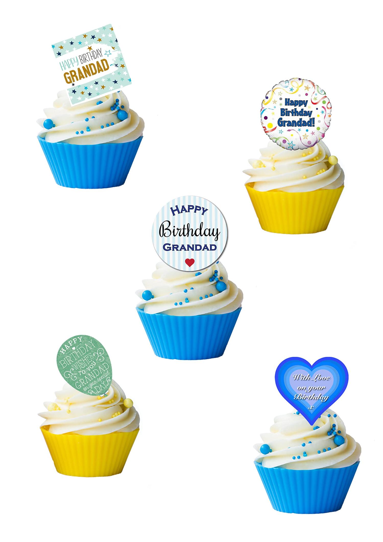 24 Stand Up Happy Birthday Grandad Themed Edible Wafer paper Cake ...