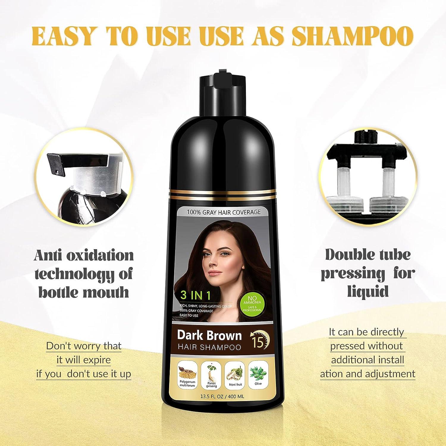 YourTone Natural Dark Brown Hair Color Shampoo | Hair Dye 3 in 1 for ...