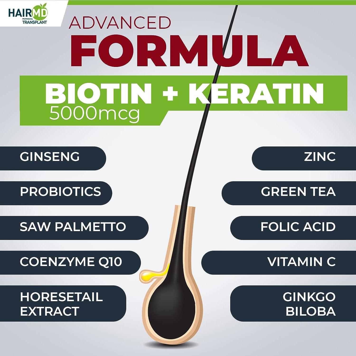 HairMD MD Plus Hair Growth Multivitamin Tablets - Biotin, Keratin, Saw ...