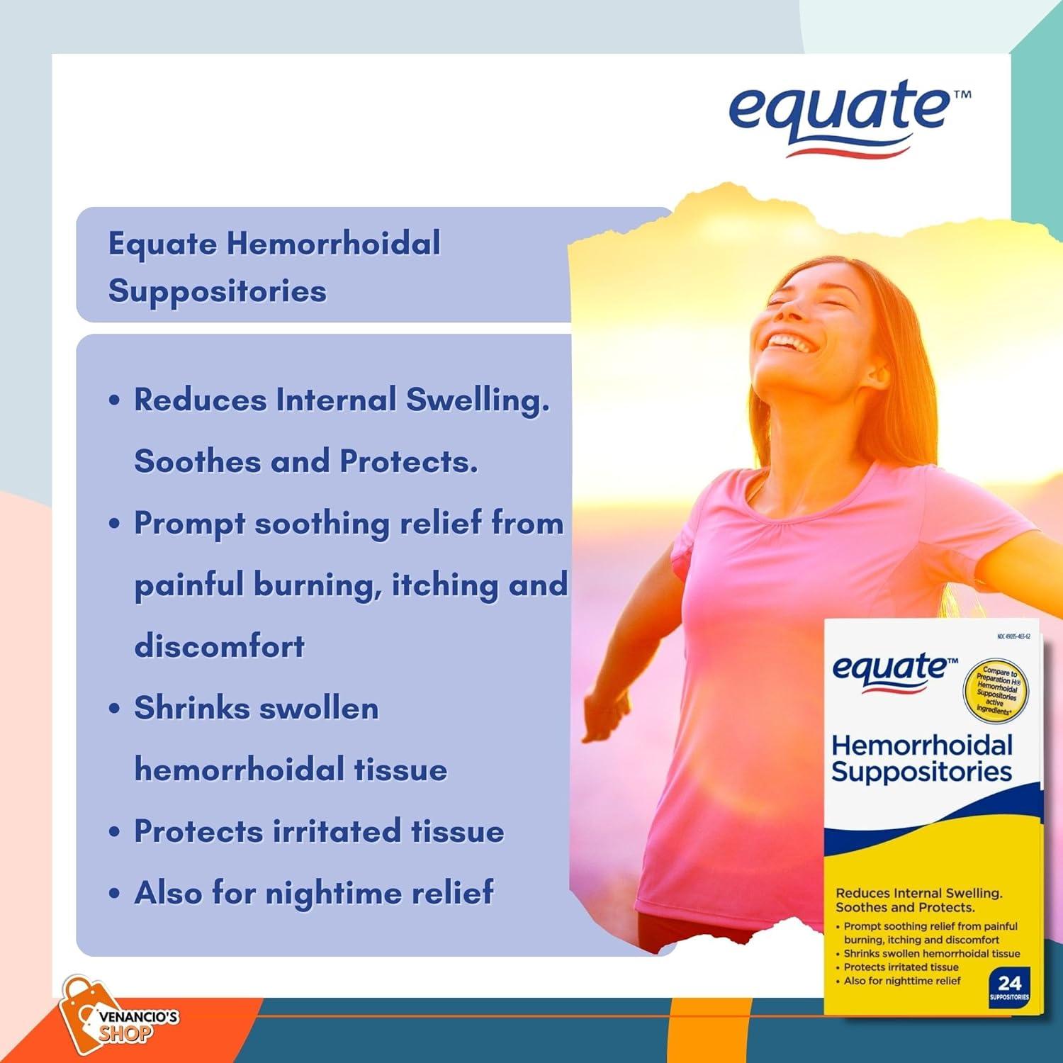 Equate Hemorrhoidal Suppositories for Day and Night Relief - 24 Count ...
