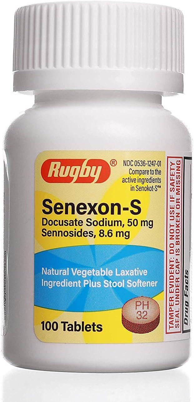 Rugby Laboratories Senexon-S Docusate Sodium 50mg Orange Tablets - 100 ...