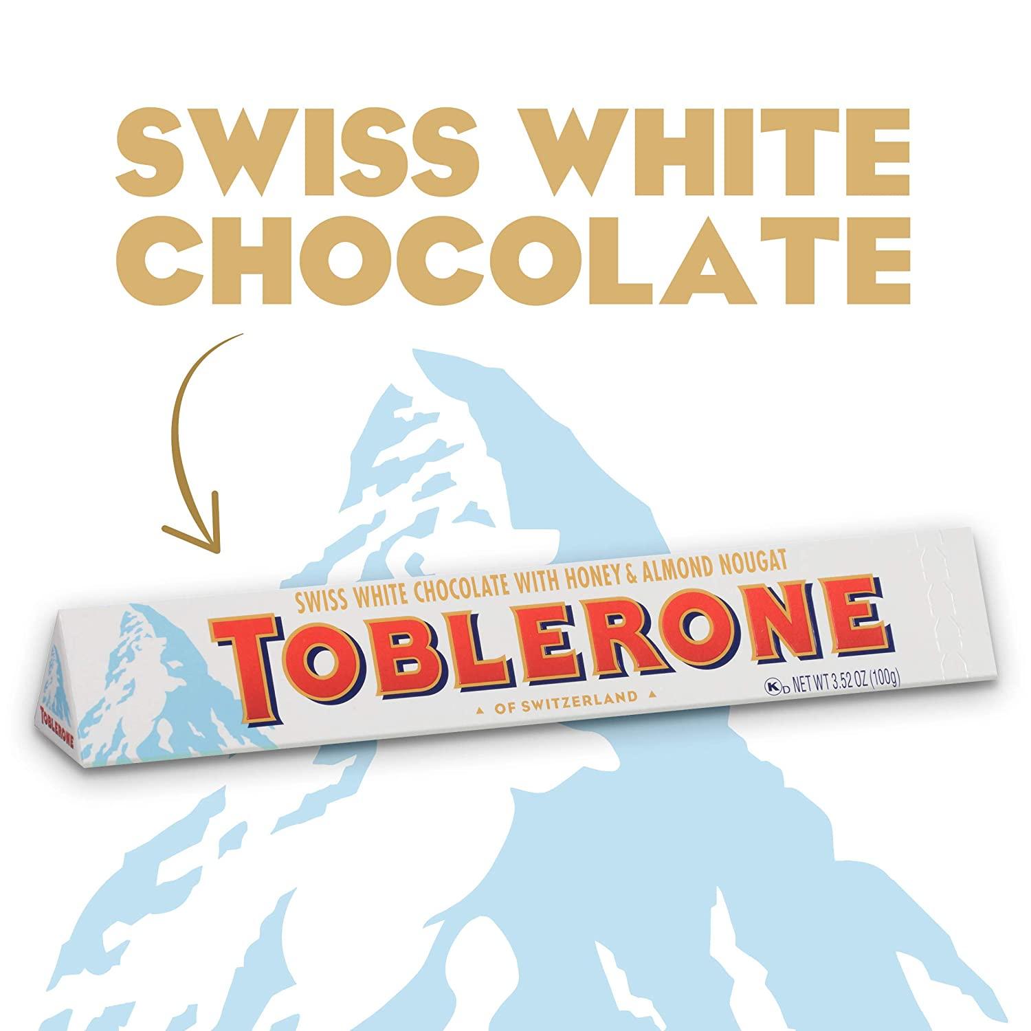 Toblerone Swiss White Chocolate Bars with Honey Almond Nougat - 20 ...