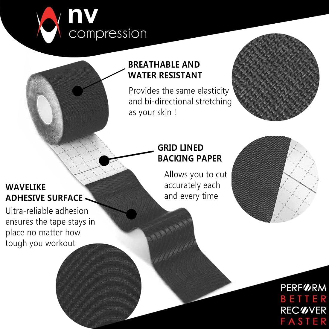 NV Compression Kinesiology Tape | 5m Roll - Elastic Muscle Support for ...